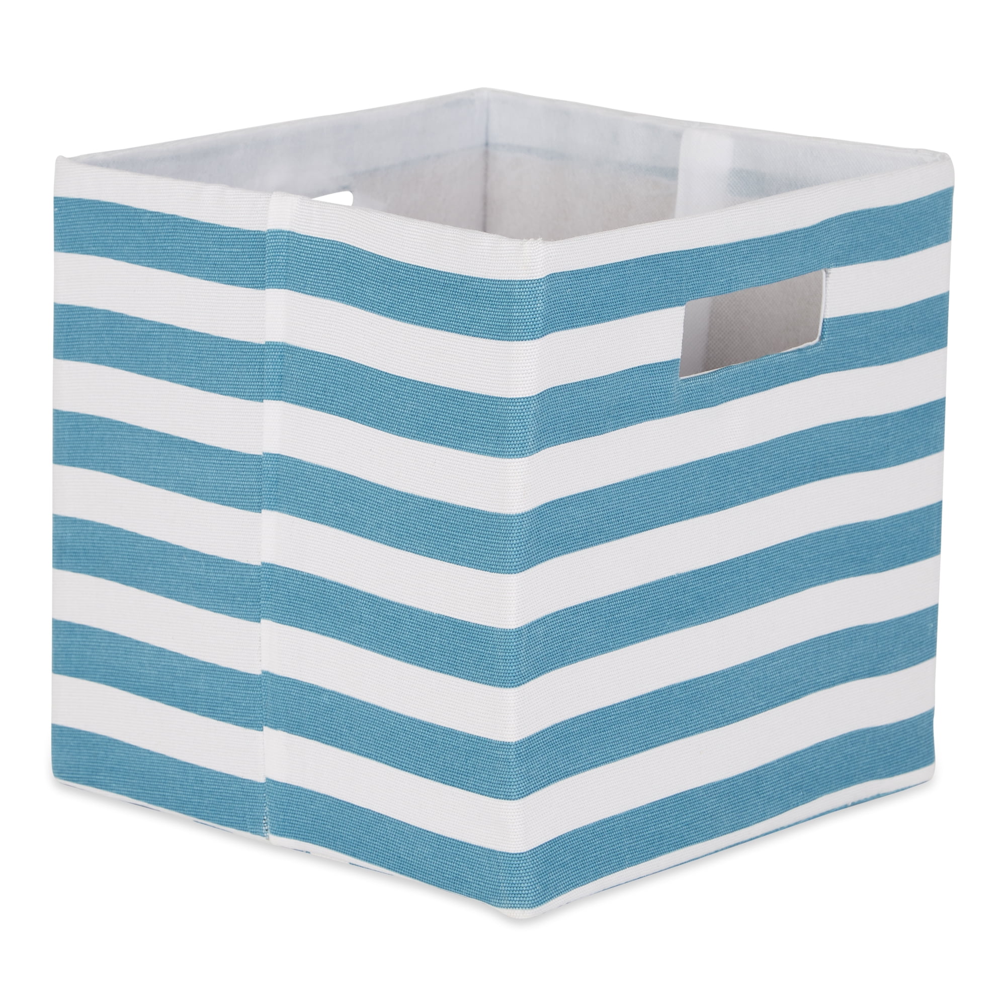 DII Collapsible Hard Sided Large Bin, Stripe, Storm Blue, 13x13x13 ...