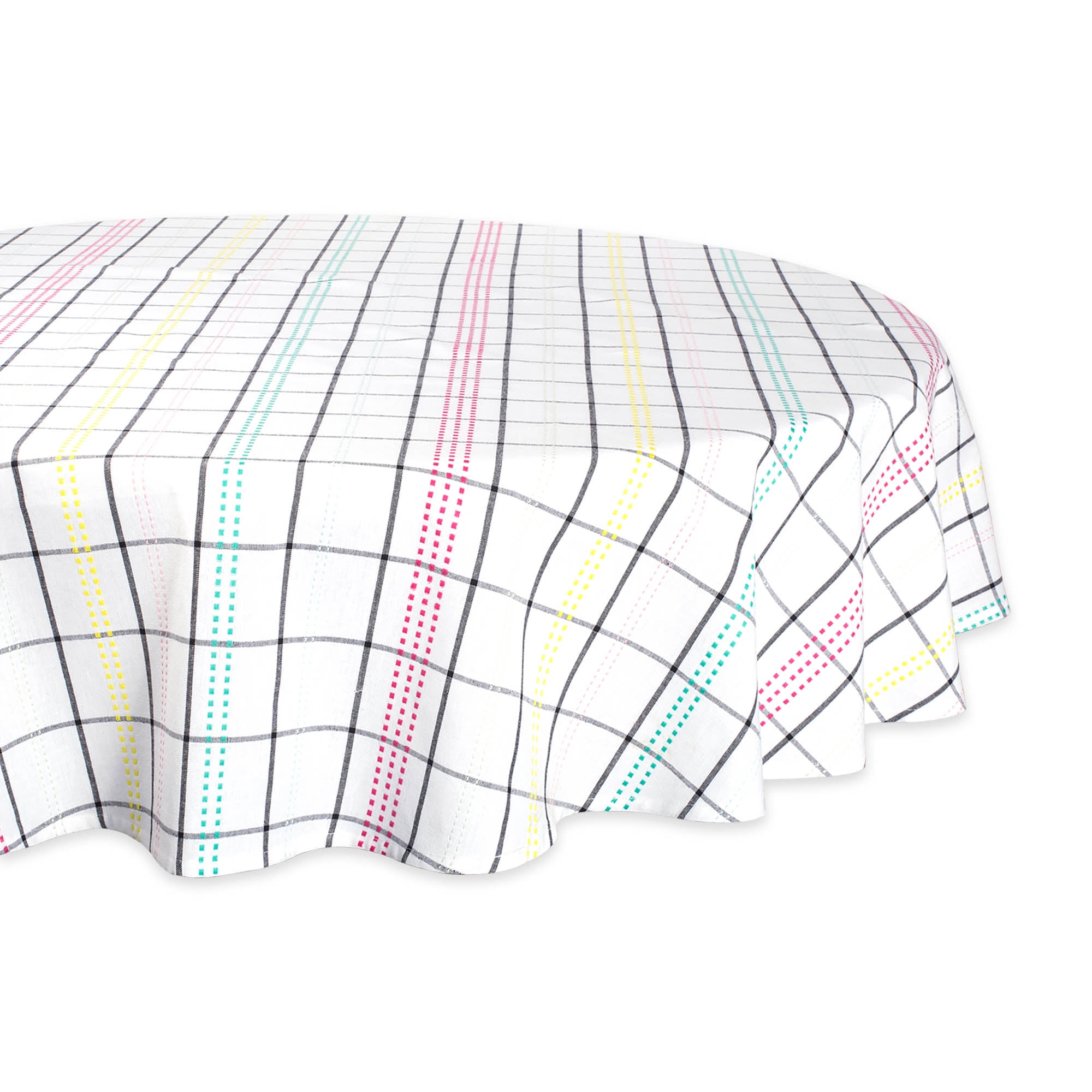 DII Color Pop Plaid Tablecloth 70 Round, 100% Cotton - Walmart.com