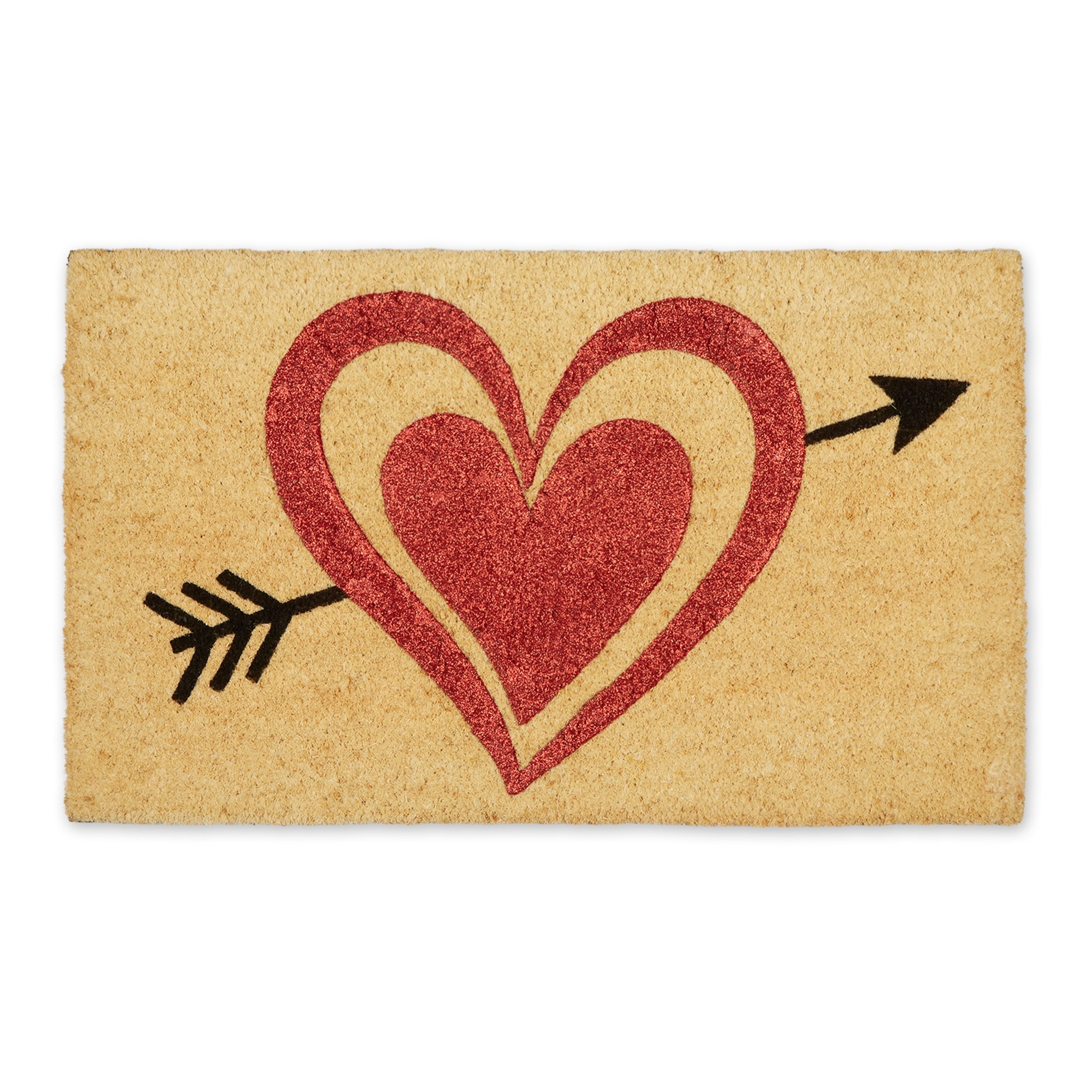 DII Colorful Design Natural Coir Doormat, 17x29", Heart Bow and Arrow ...