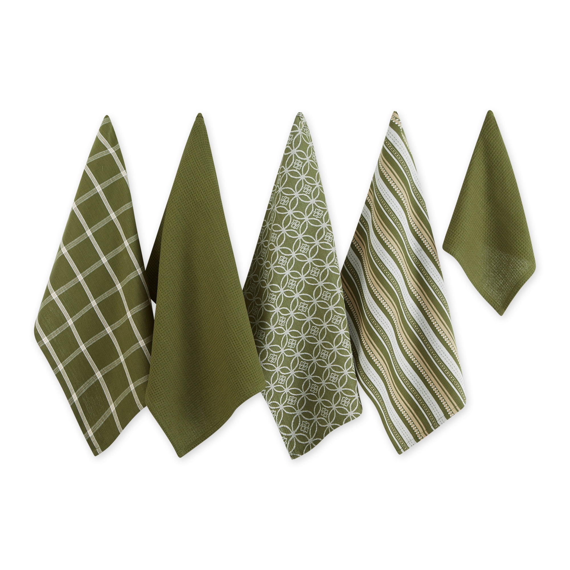 DII, Cotton Assorted Dishtowel and Dishcloth Set, 5 pcs, Sage Green ...