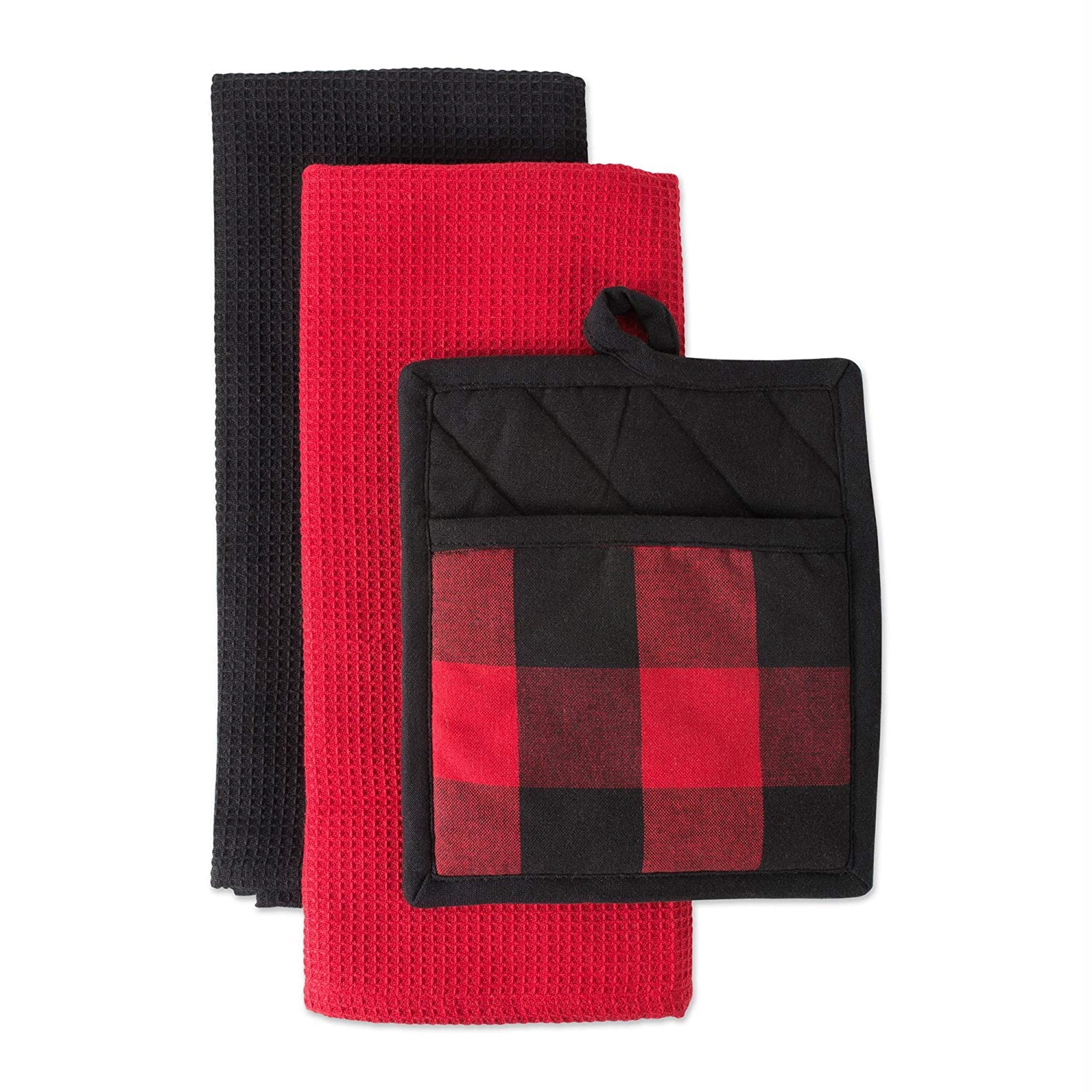 DII Modern Style Cotton Buffalo Check Potholder and Dishtowel Kitchen ...