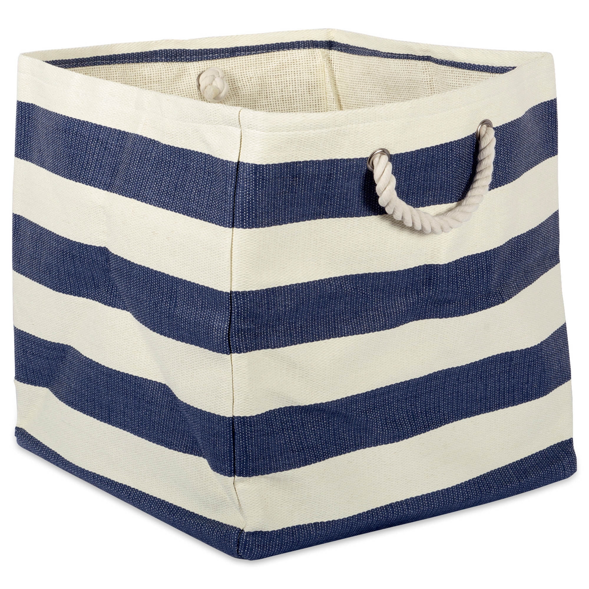 DII Woven Striped Storage Bin - Large Cube - Nautical Blue - Walmart.com