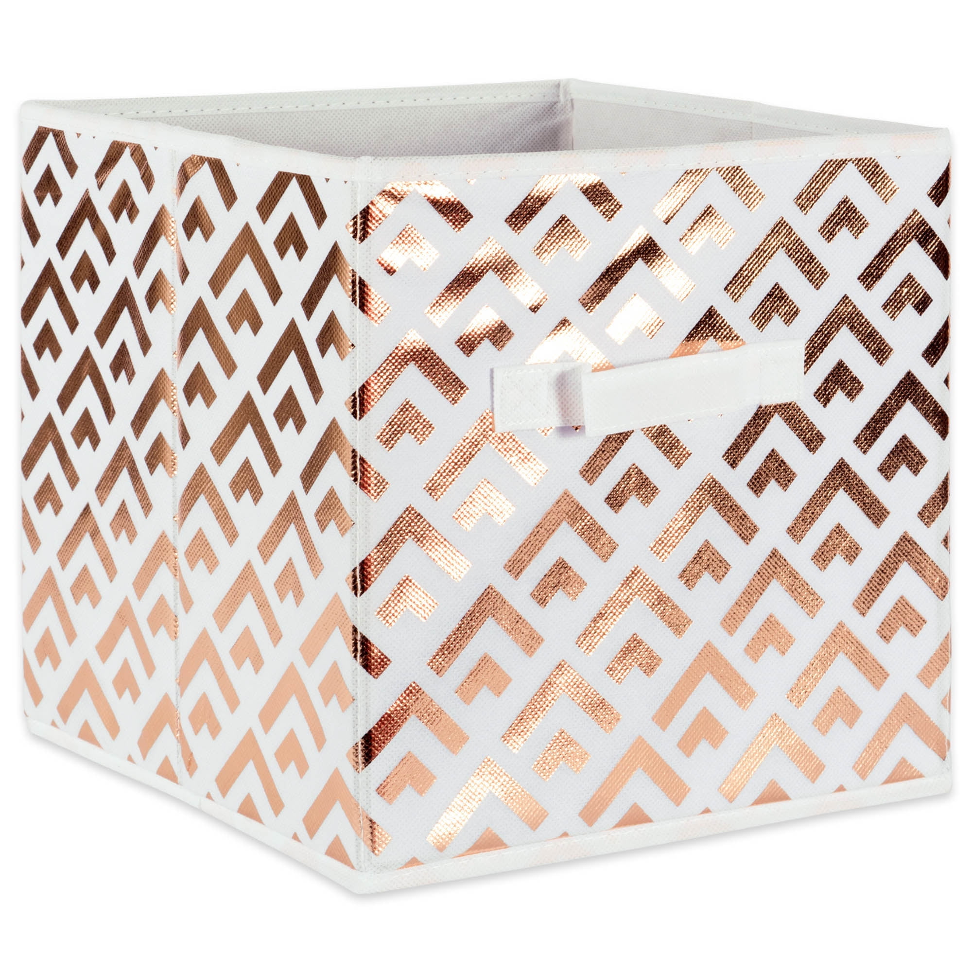 Contemporary Home Living Set of 2 Gold and White Square Fabric Storage ...