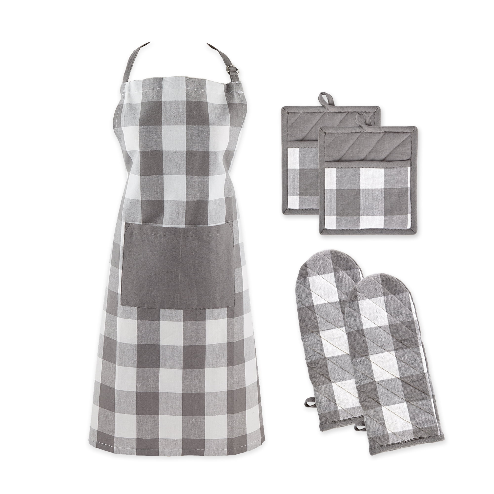DII Gray and White Buffalo Check Kitchen Set of 5 - Walmart.com