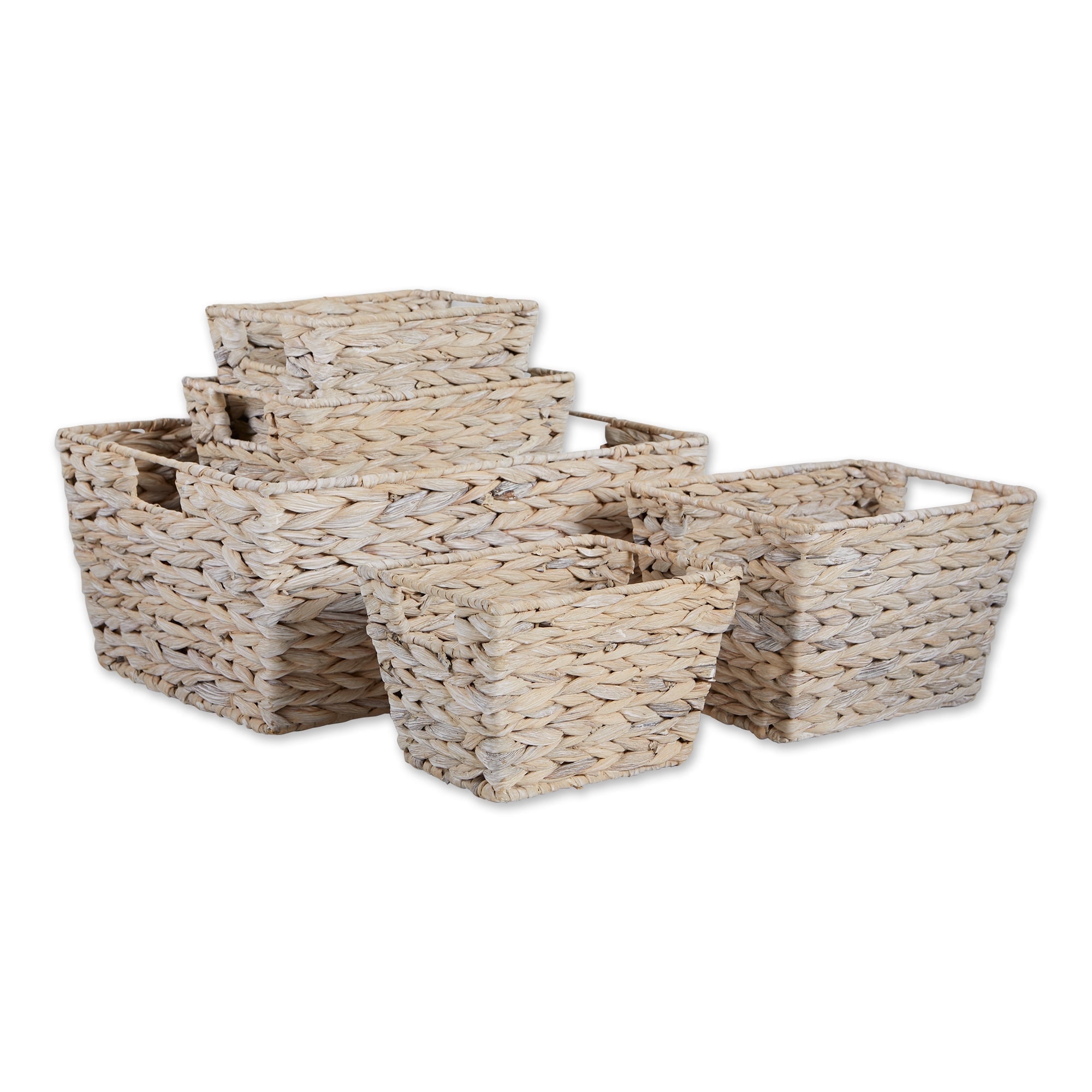 DII Hyacinth Collection Storage Baskets, White Wash, Large Set ...