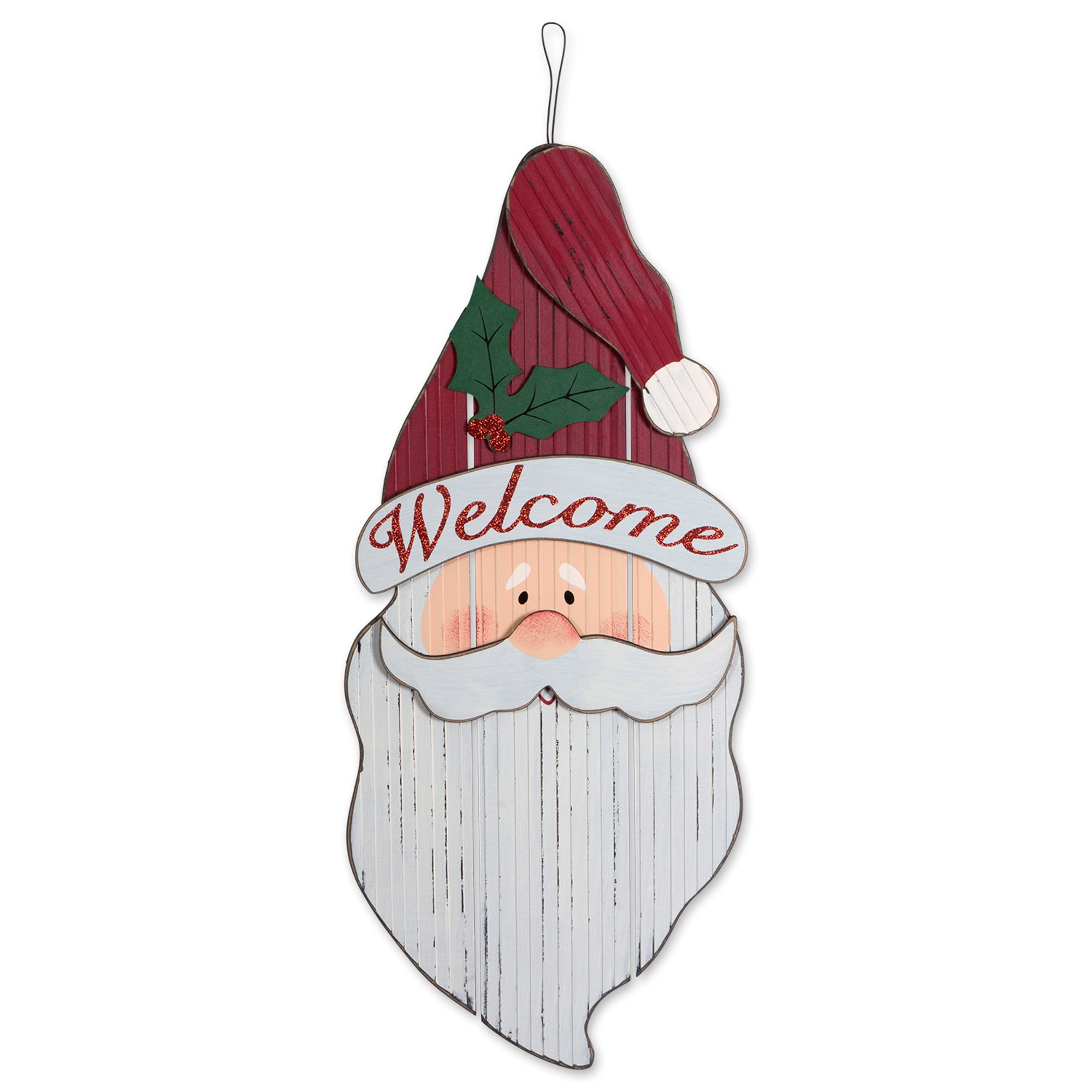 DII 11" Modern Wood Santa Claus Welcome Hanging Sign in Red/White ...