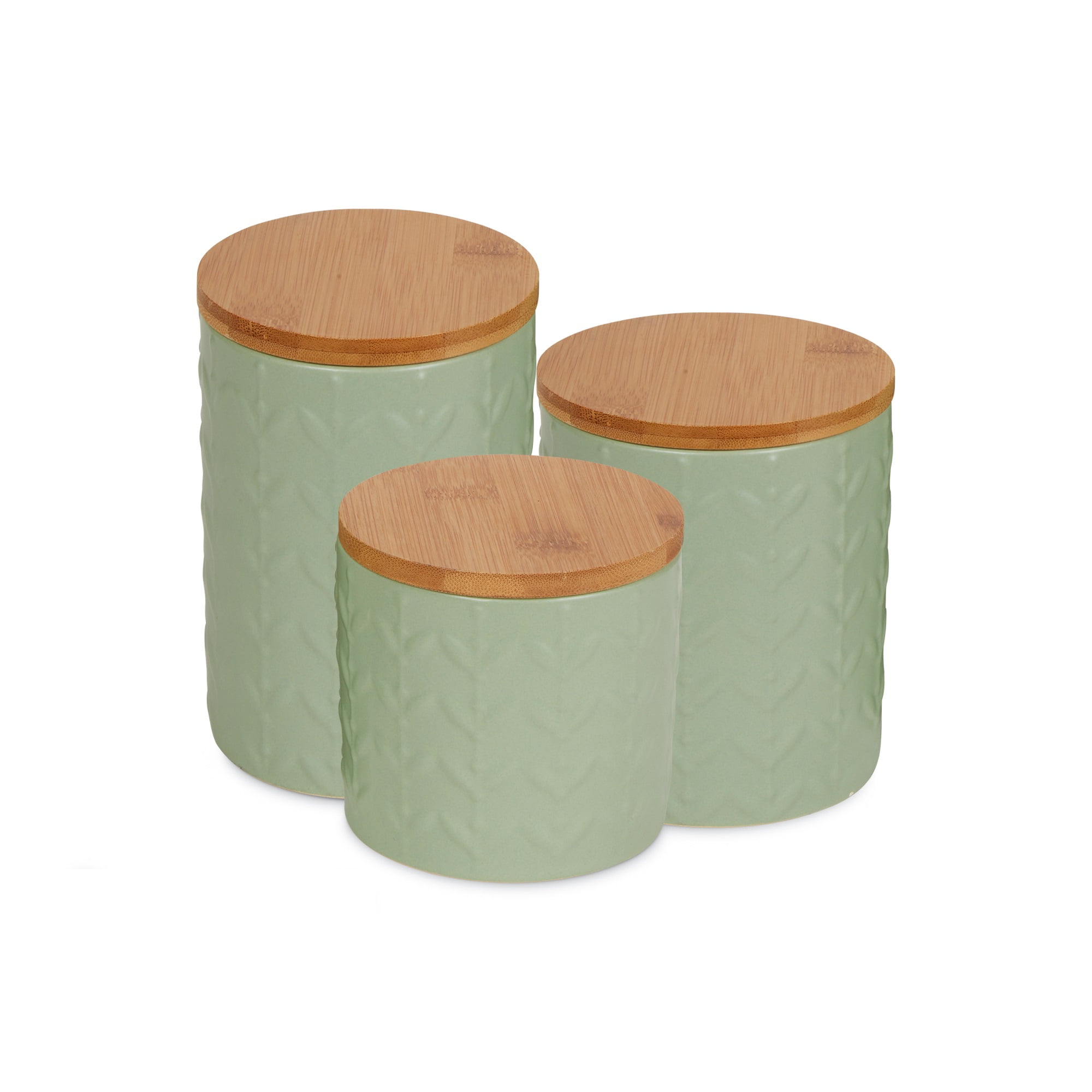 JADEITE MATTE RETRO VINE TEXTURE CERAMIC CANISTER SET/3 - Walmart.com