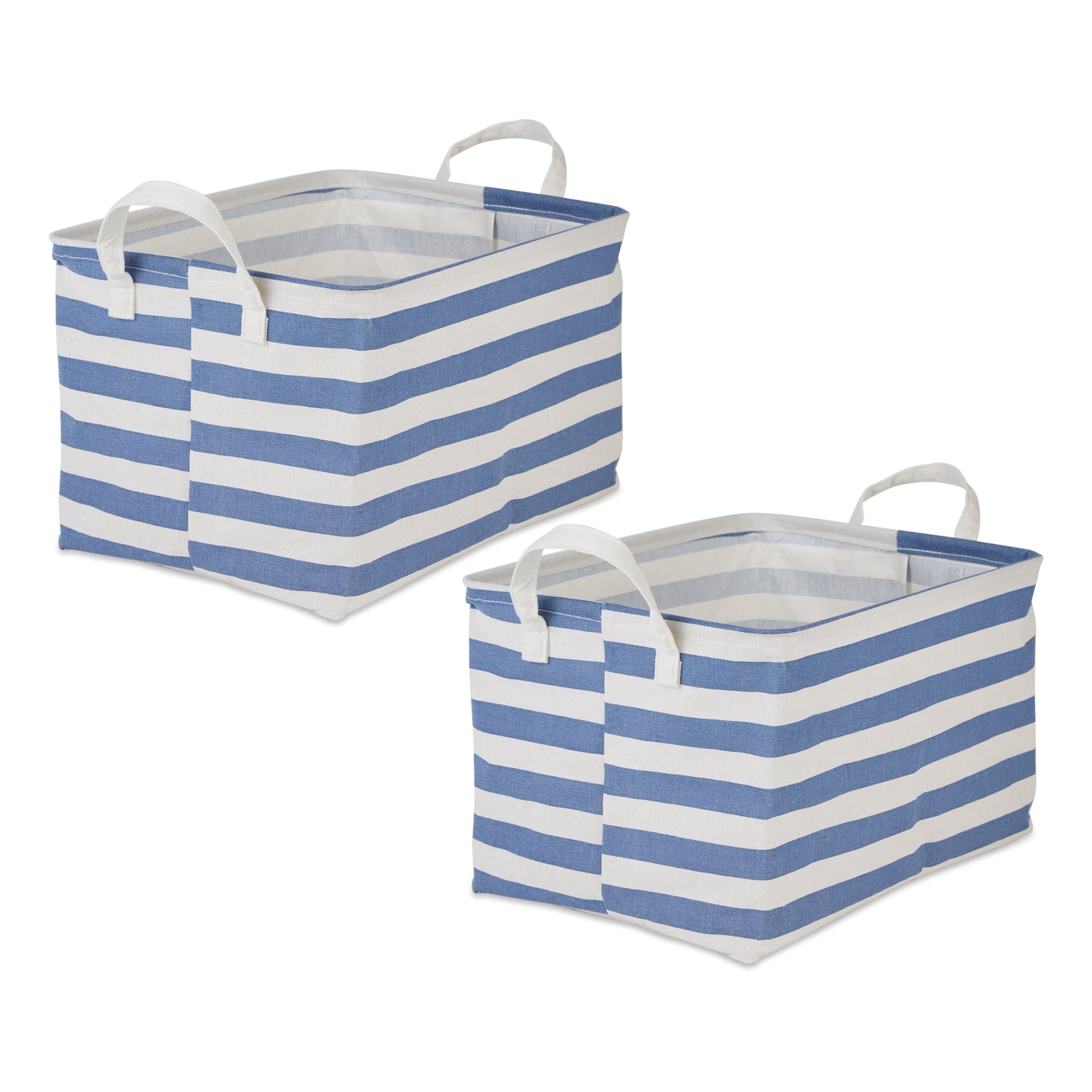 DII Laundry Storage, PE Coated Bin with Handles, French Blue Stripe, Ex ...