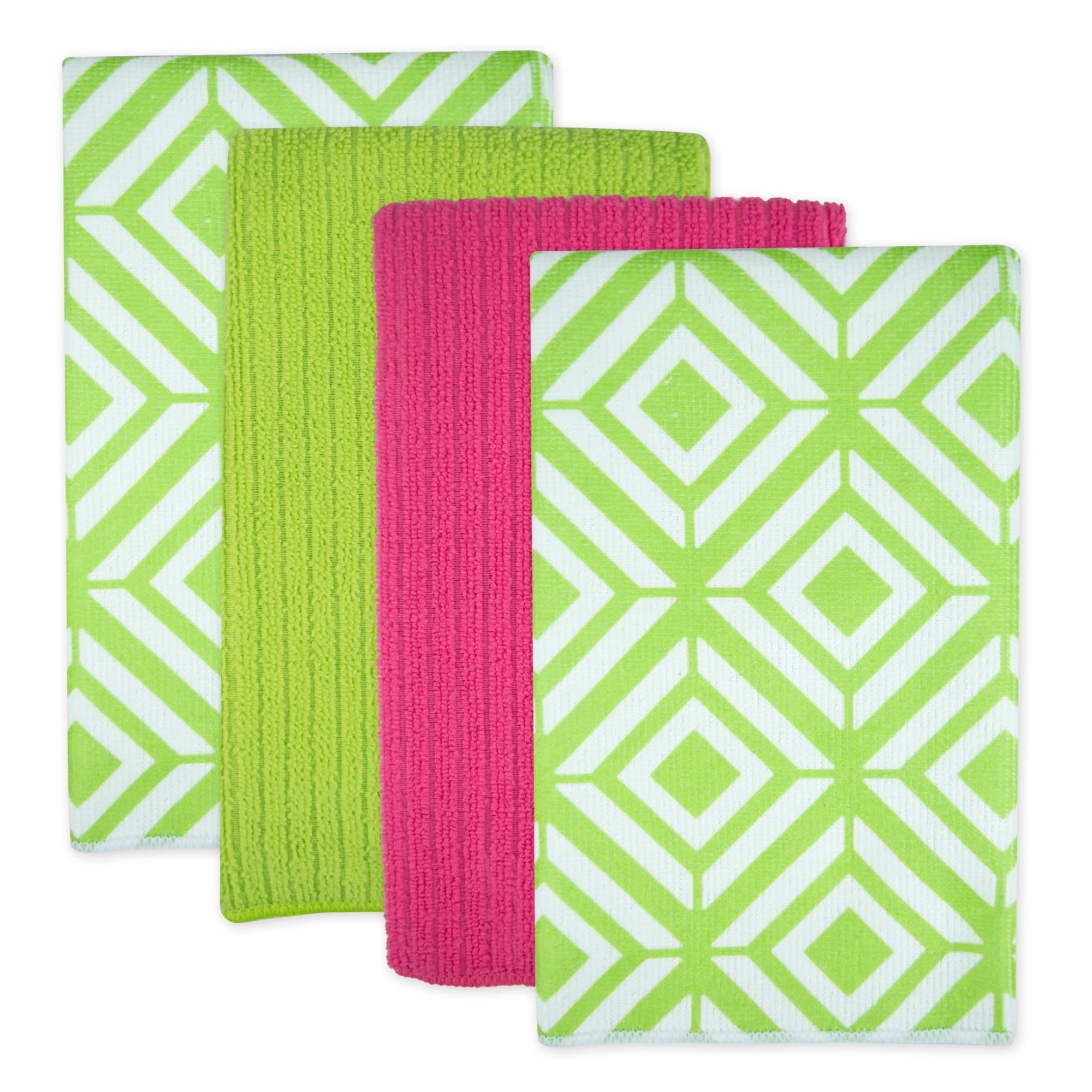 DII Microfiber Diamond Dishtowel Green(Set of 4) - Walmart.com