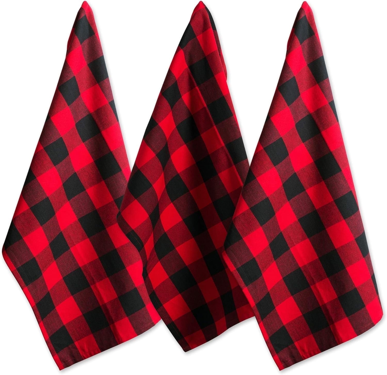 DII Kitchen Dish Towels, Buffalo Check in Red and Black, Set of 3 ...