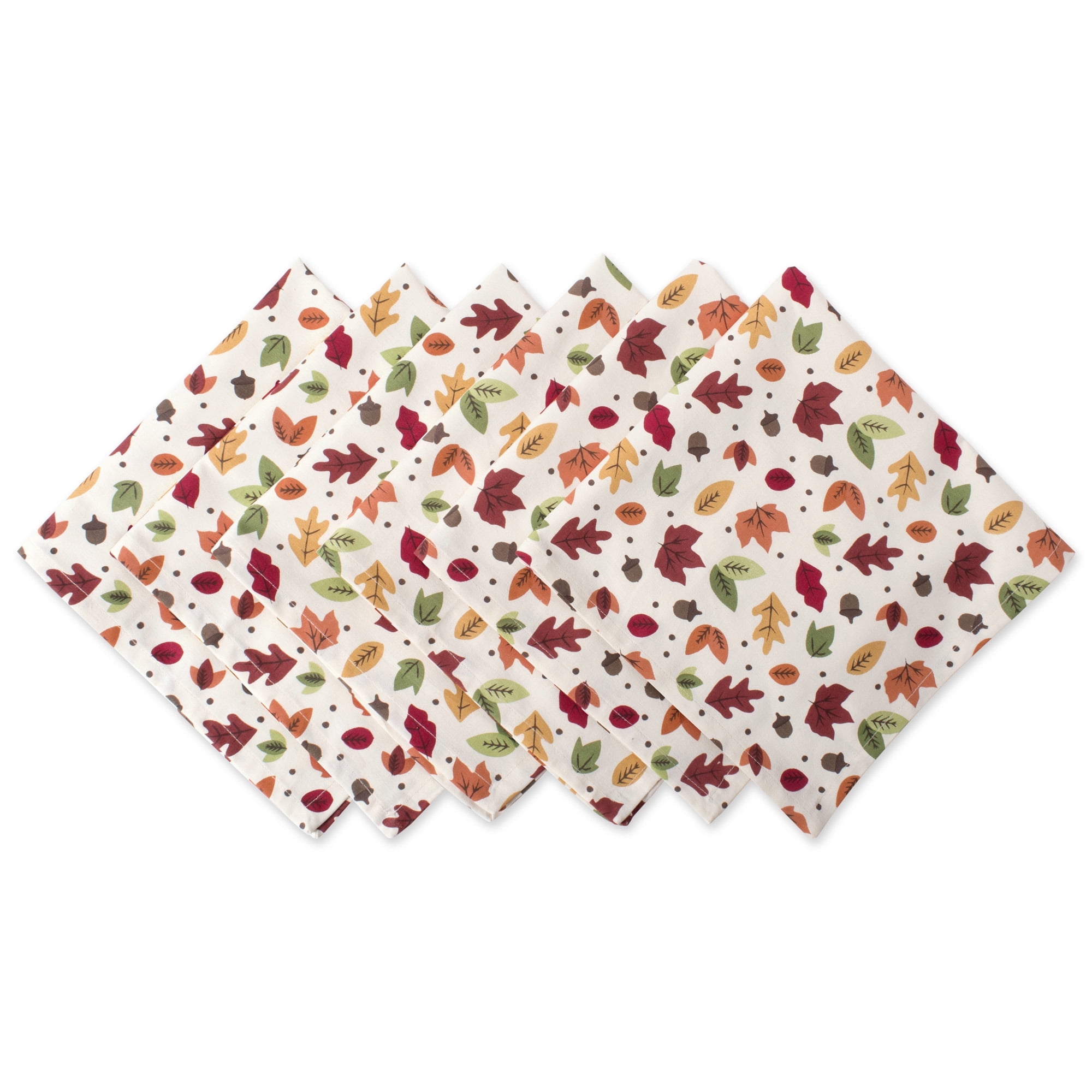 DII Modern Cotton Falling Leaves Print Napkin in Multi-Color (Set of 6 ...
