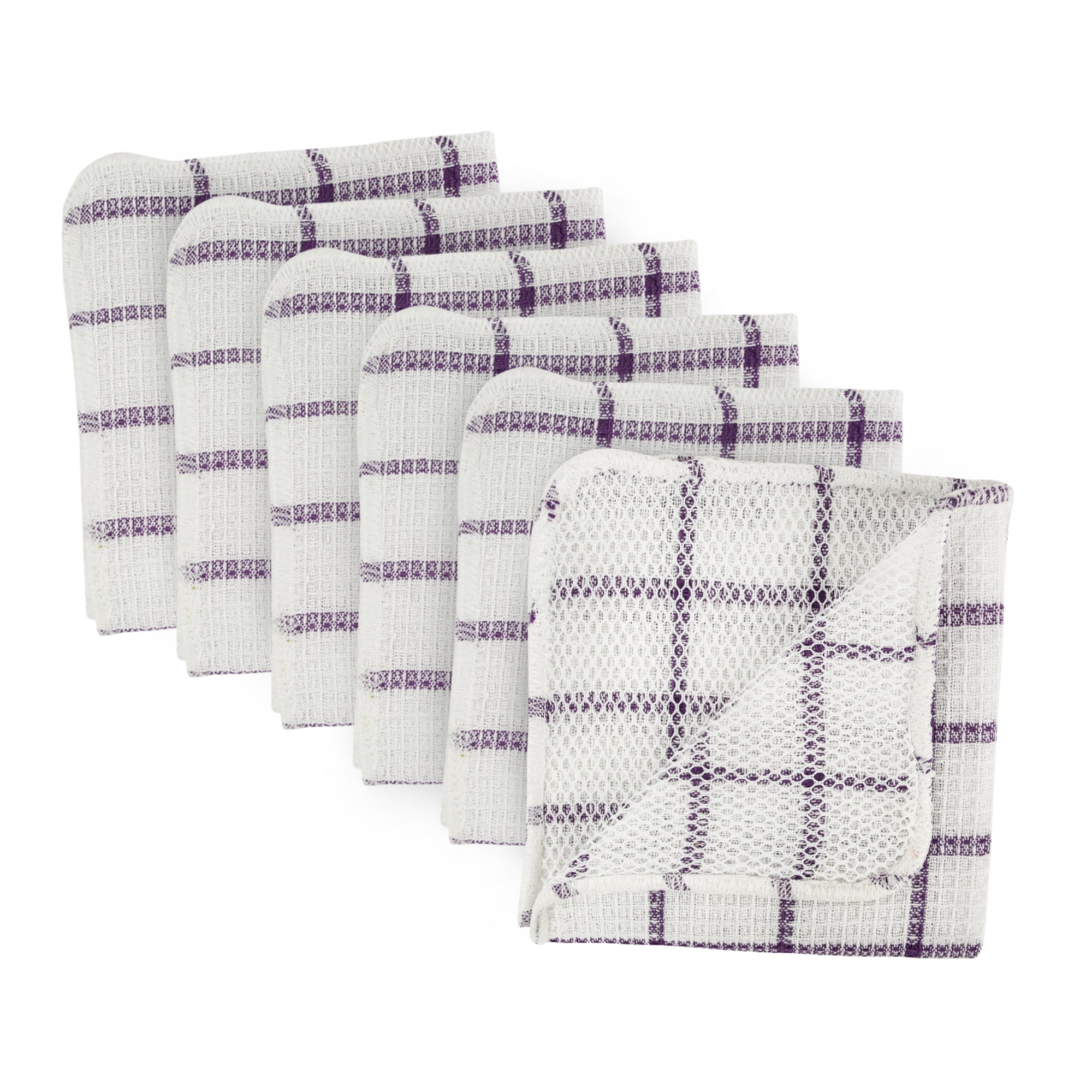 DII Cotton and Polyester Scrubber Dishcloths, Purple/White, Set of 6 ...
