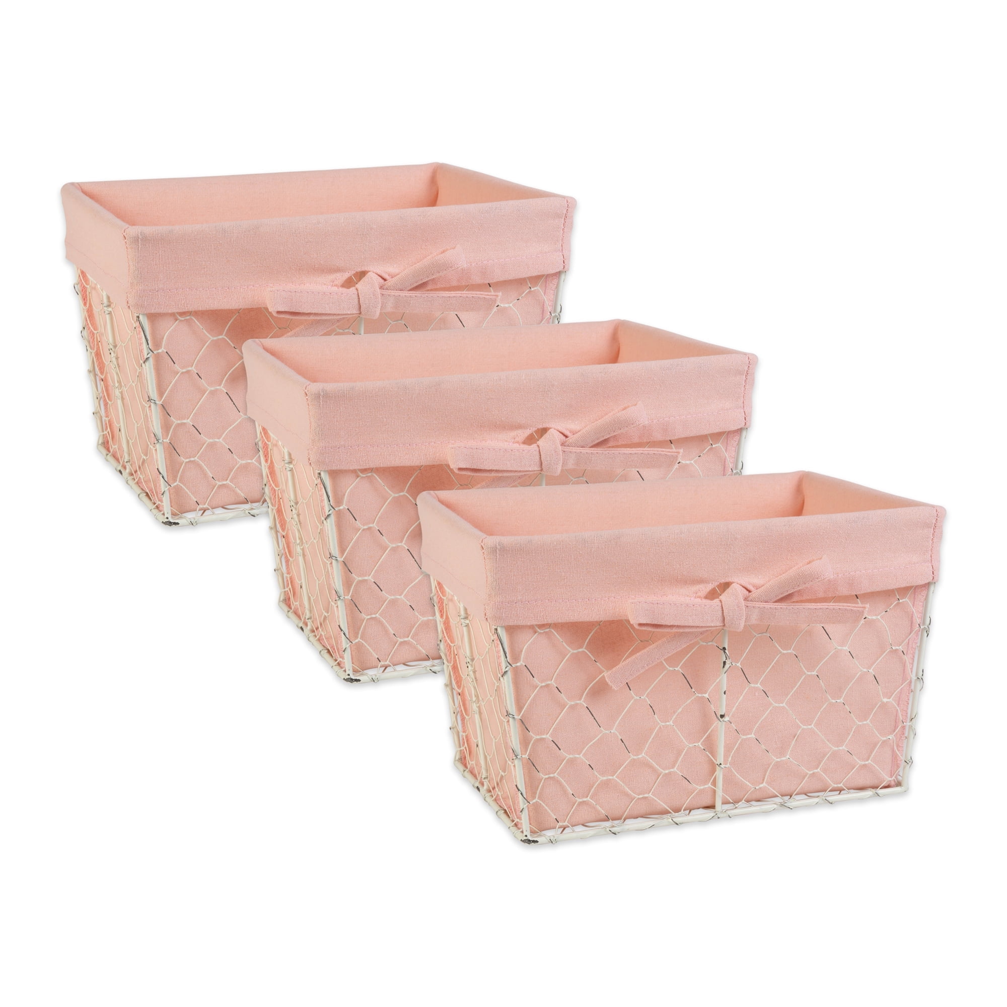 DII Modern Metal Small Chicken Wire Basket in Blush Pink/White (Set of ...