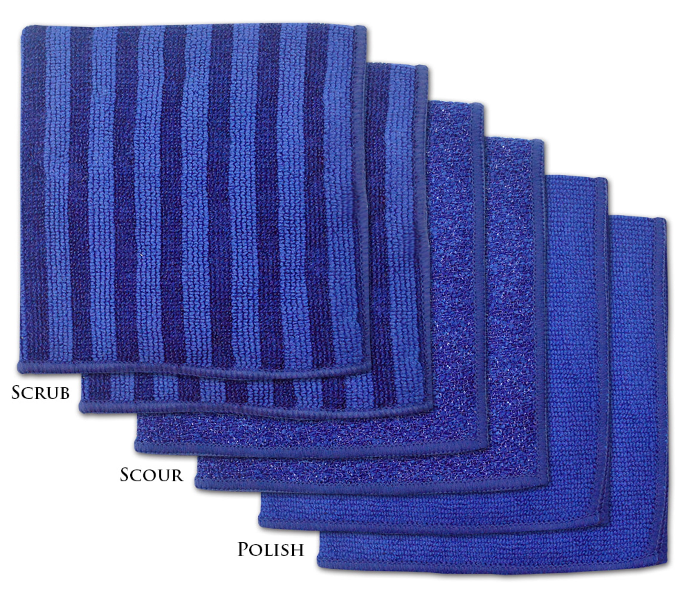 DII Assorted Microfiber Scrub Scour Polish Nautical Blue (Set of 6 ...