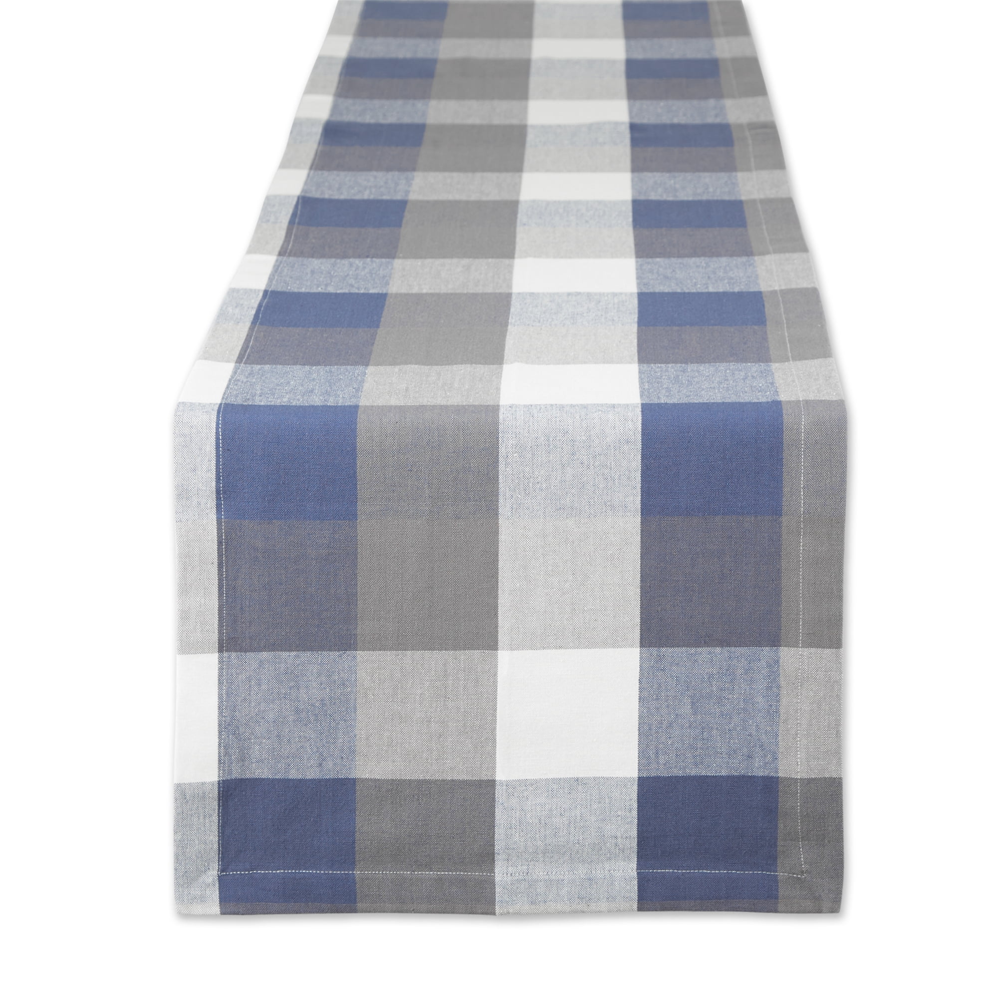 DII Tri-Color Checkered Cotton Table Runner, French Blue, 14"W x 72"L ...