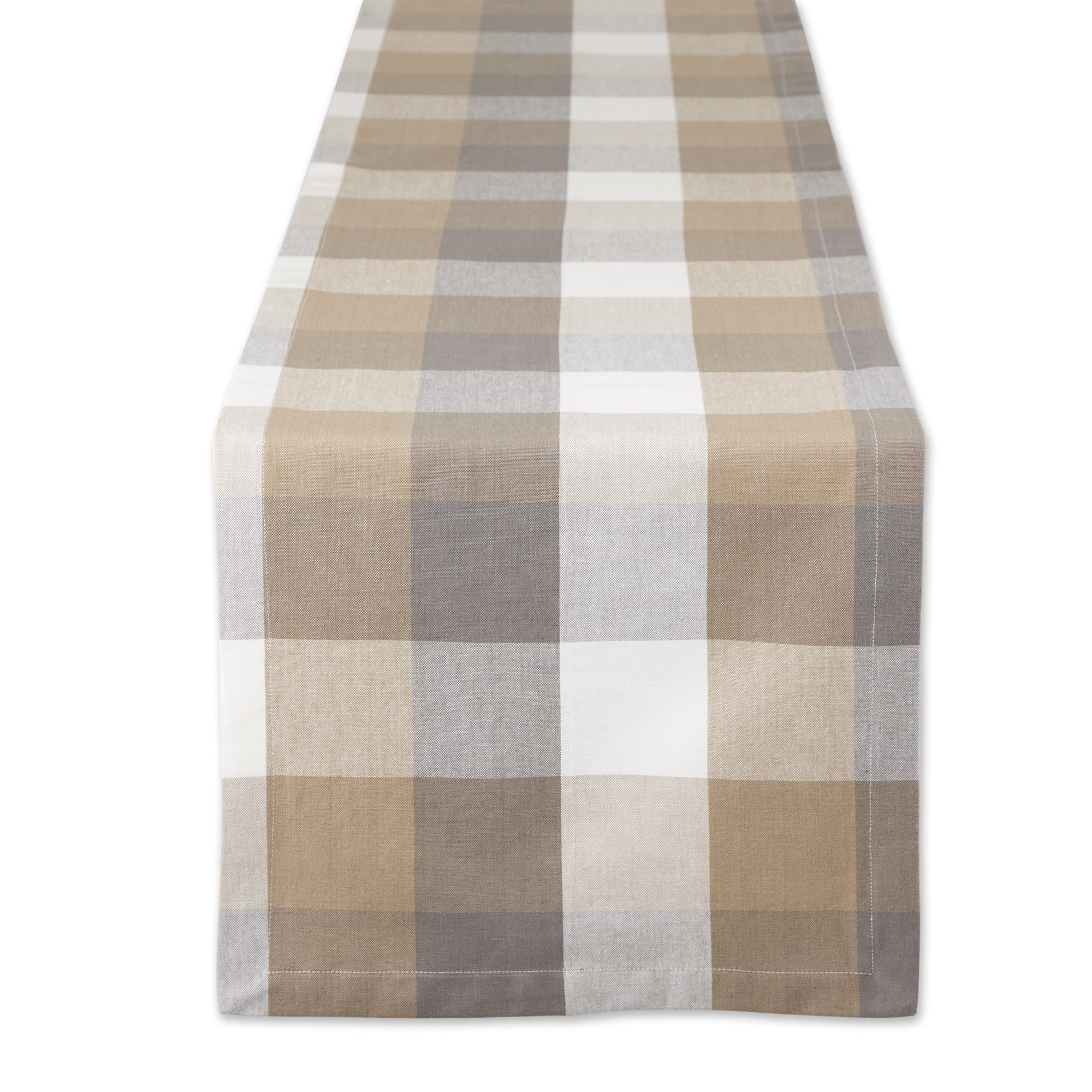 DII Tri-Color Checkered Cotton Table Runner, Stone, 14"W x 108"L ...