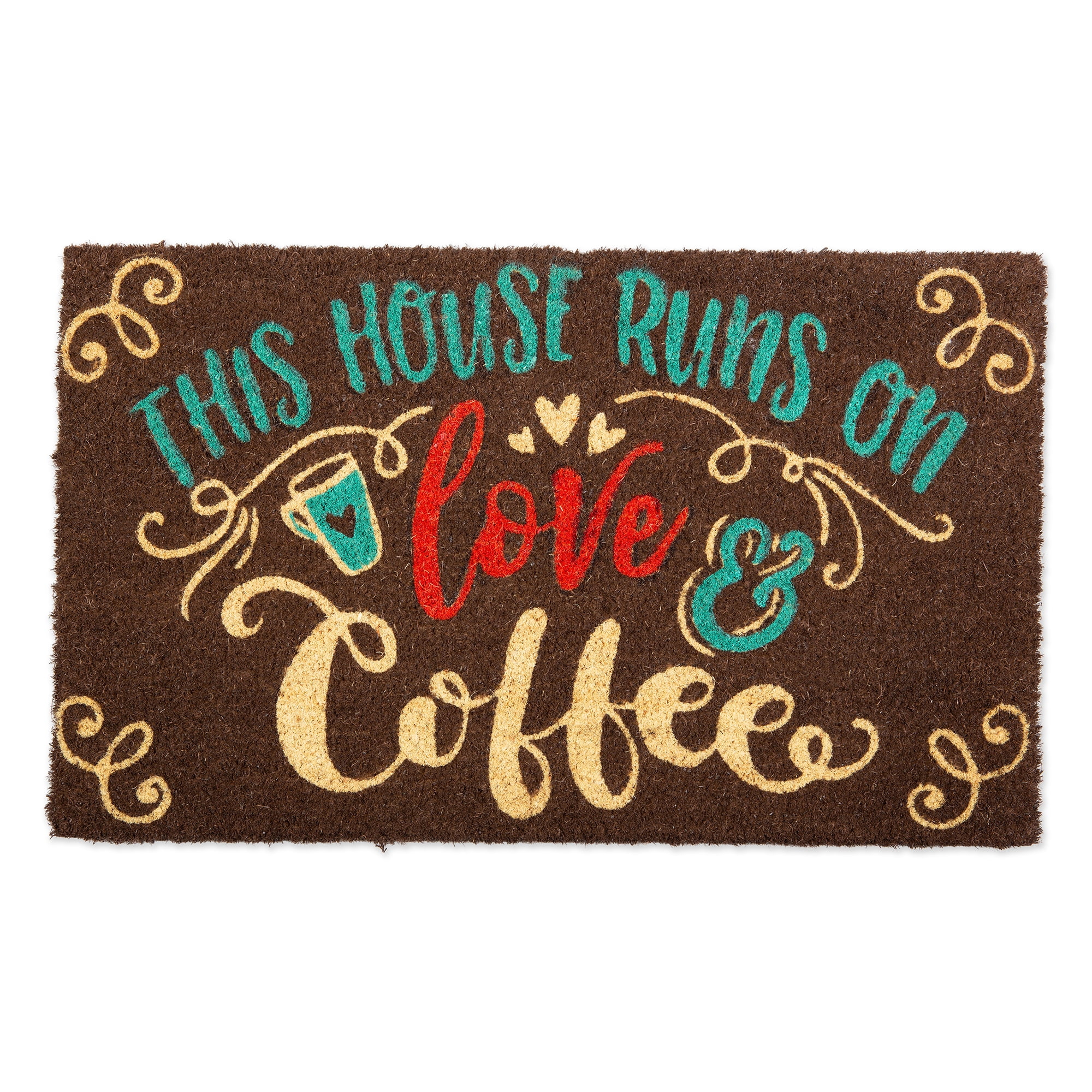 DII Natural Coir Doormat, Fun Greeting Mat, Love & Coffee, 17x29 ...