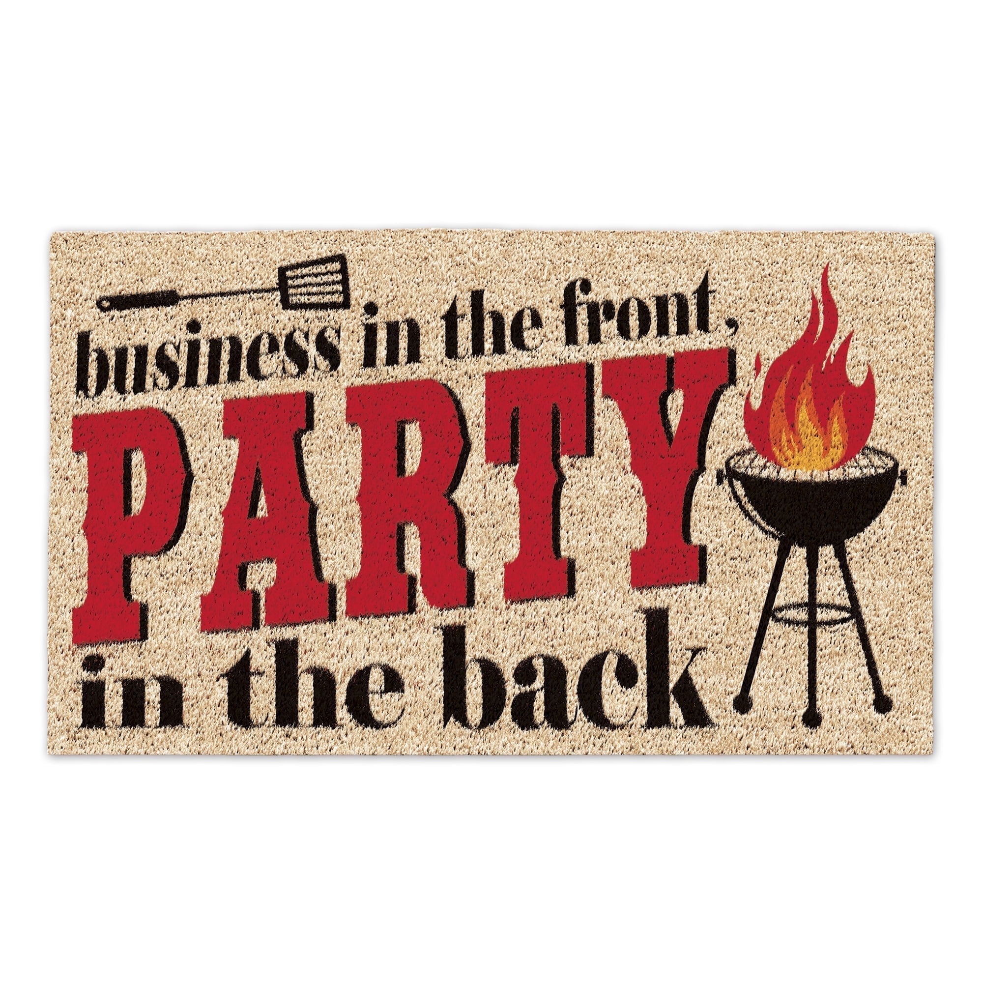 DII Natural Coir Doormat Fun Greeting Mat, Party in the Back, 17x29 ...