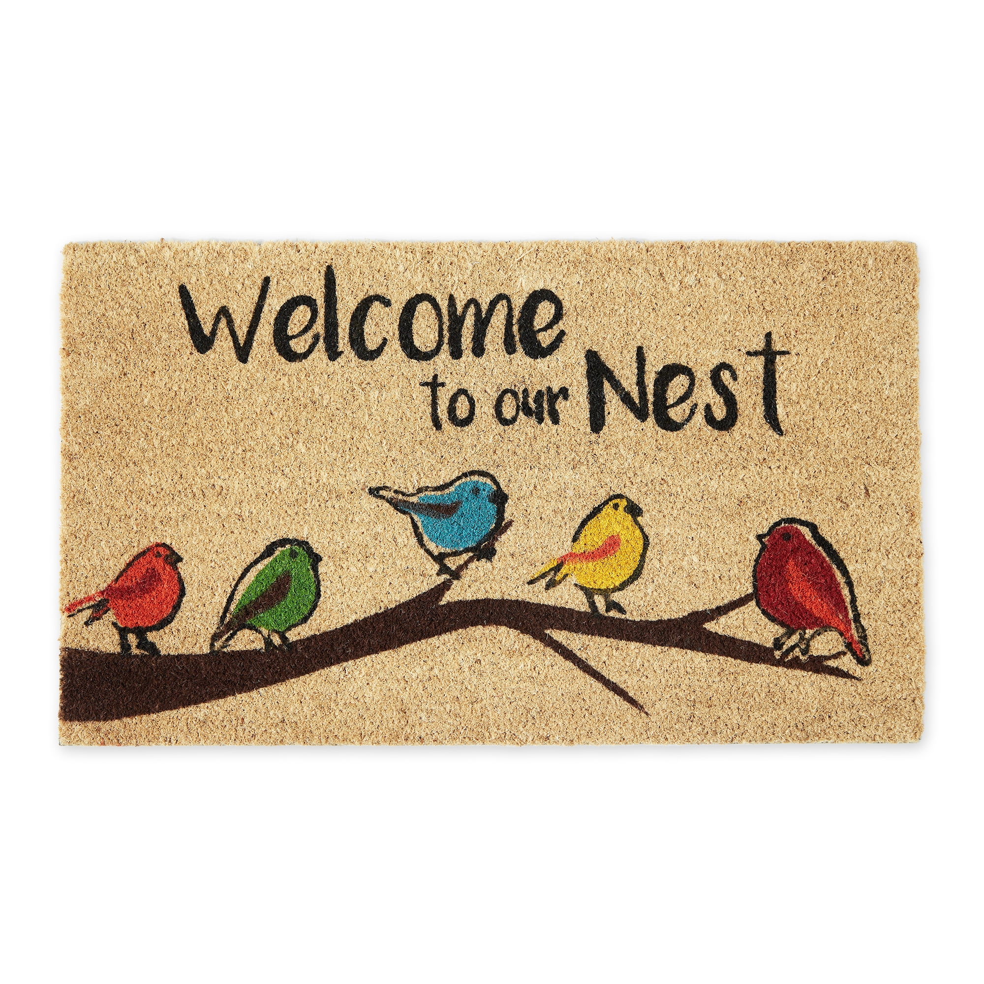 Welcome To Our Nest Coir and PVC Doormat 17x29 Red Blue Green and ...