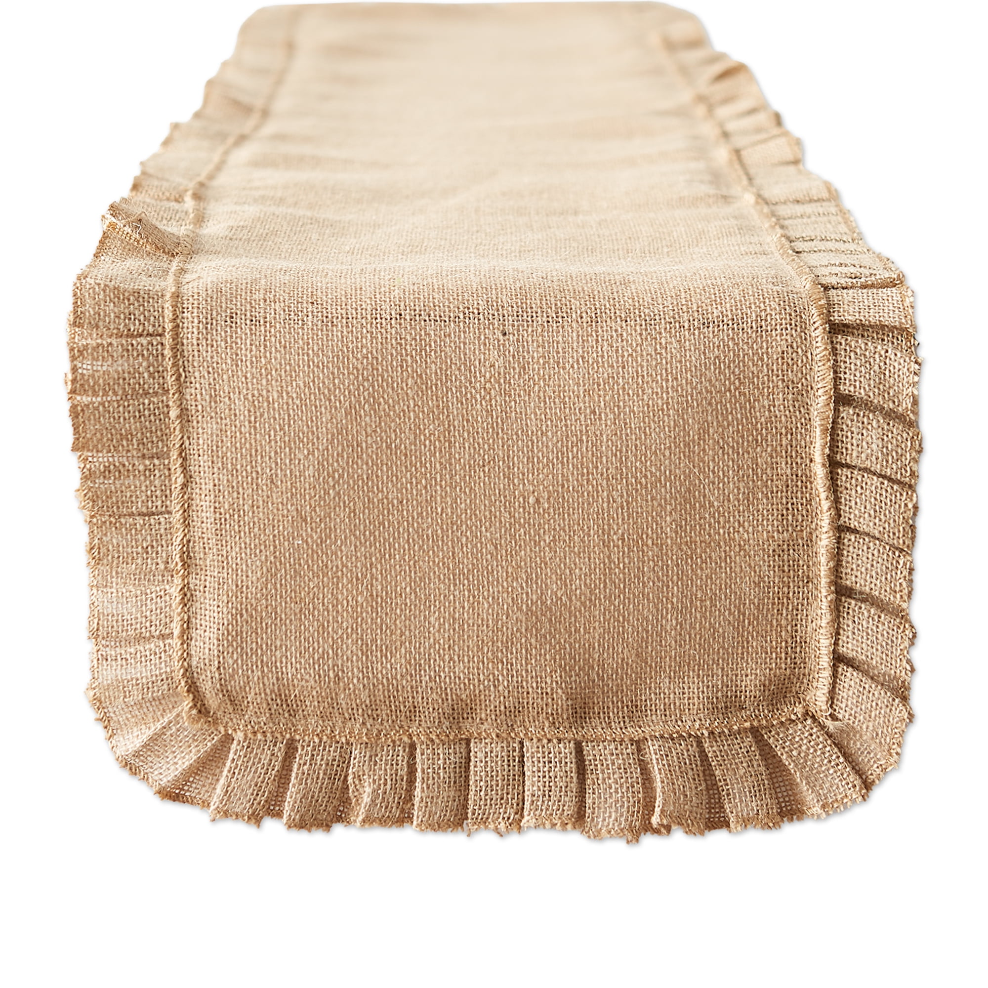 DII Natural Ruffle Trim Jute Cotton Table Runner 14x72 - Walmart.com
