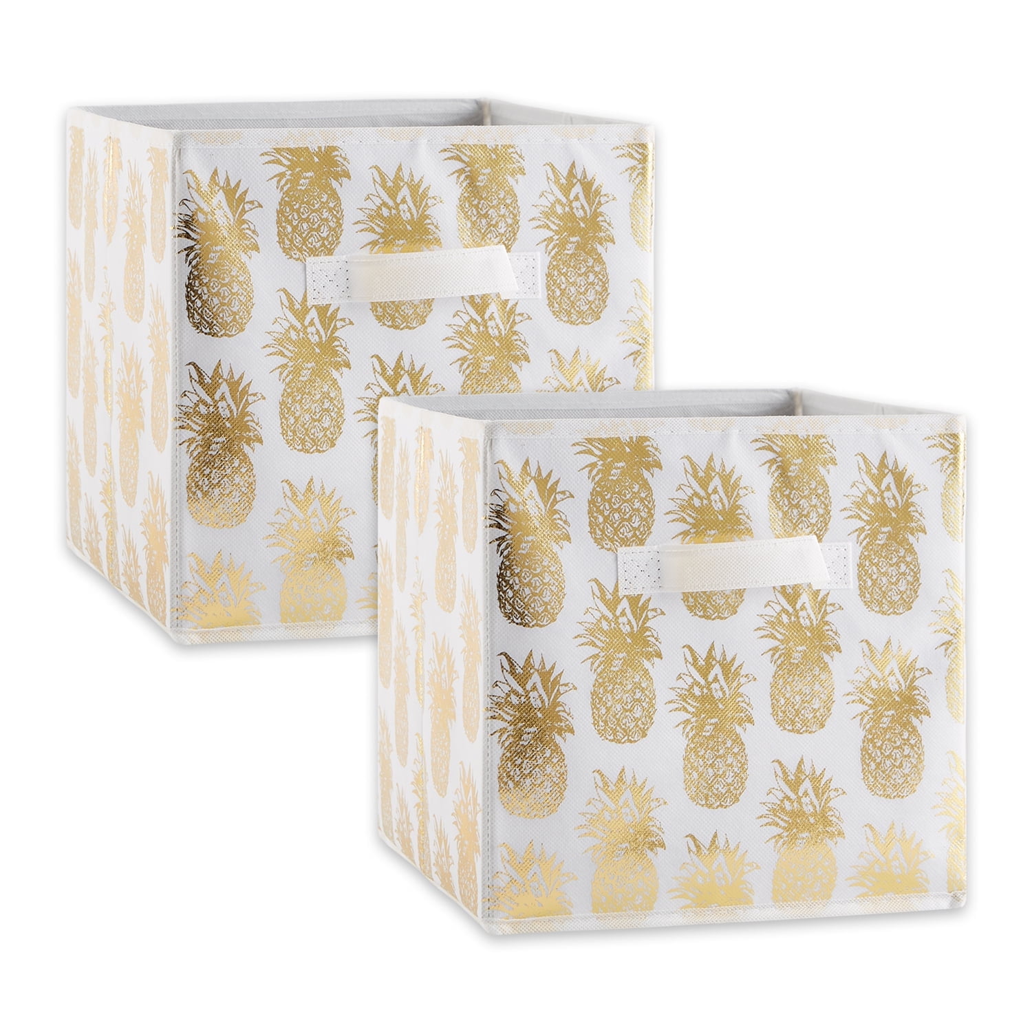 DII Non Woven Polyester Storage Bin, Metallic Pineapple, White & Gold ...