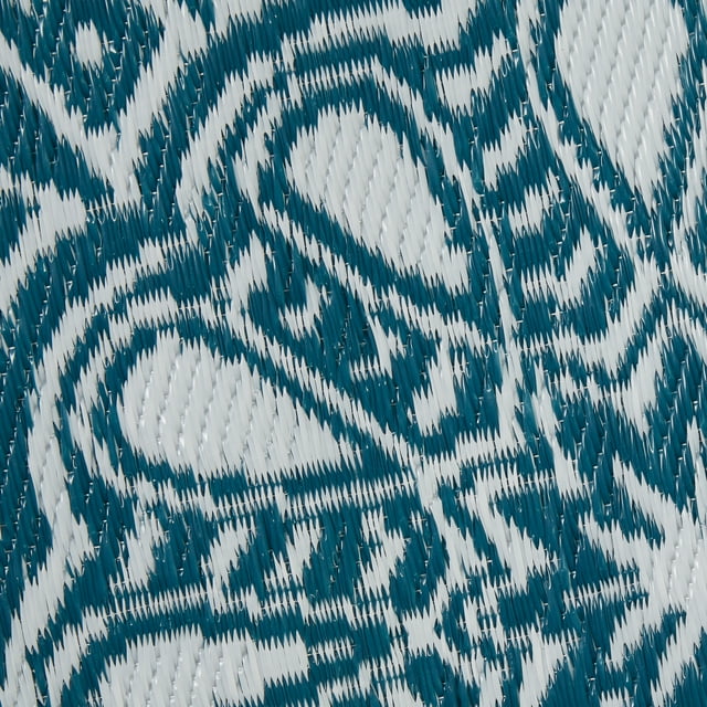 DII 5' Round Blue Sunflower Outdoor Rug, Floral Pattern, Reversible ...