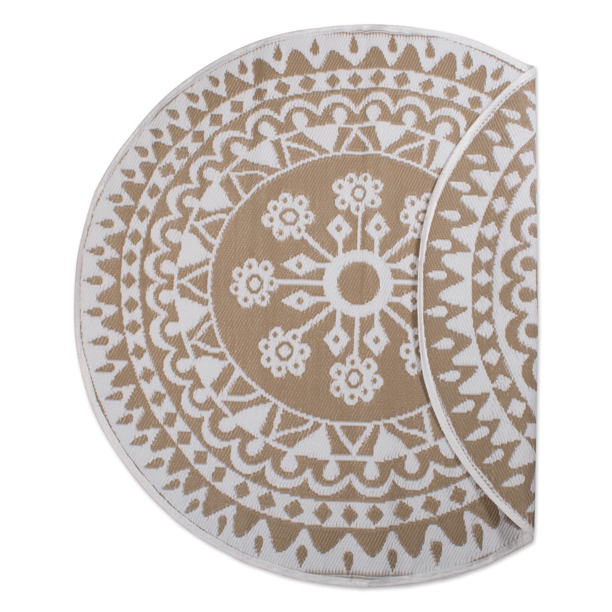 DII 5' Round Outdoor Patio Rug, Reversible Woven Polypropylene, Indoor ...