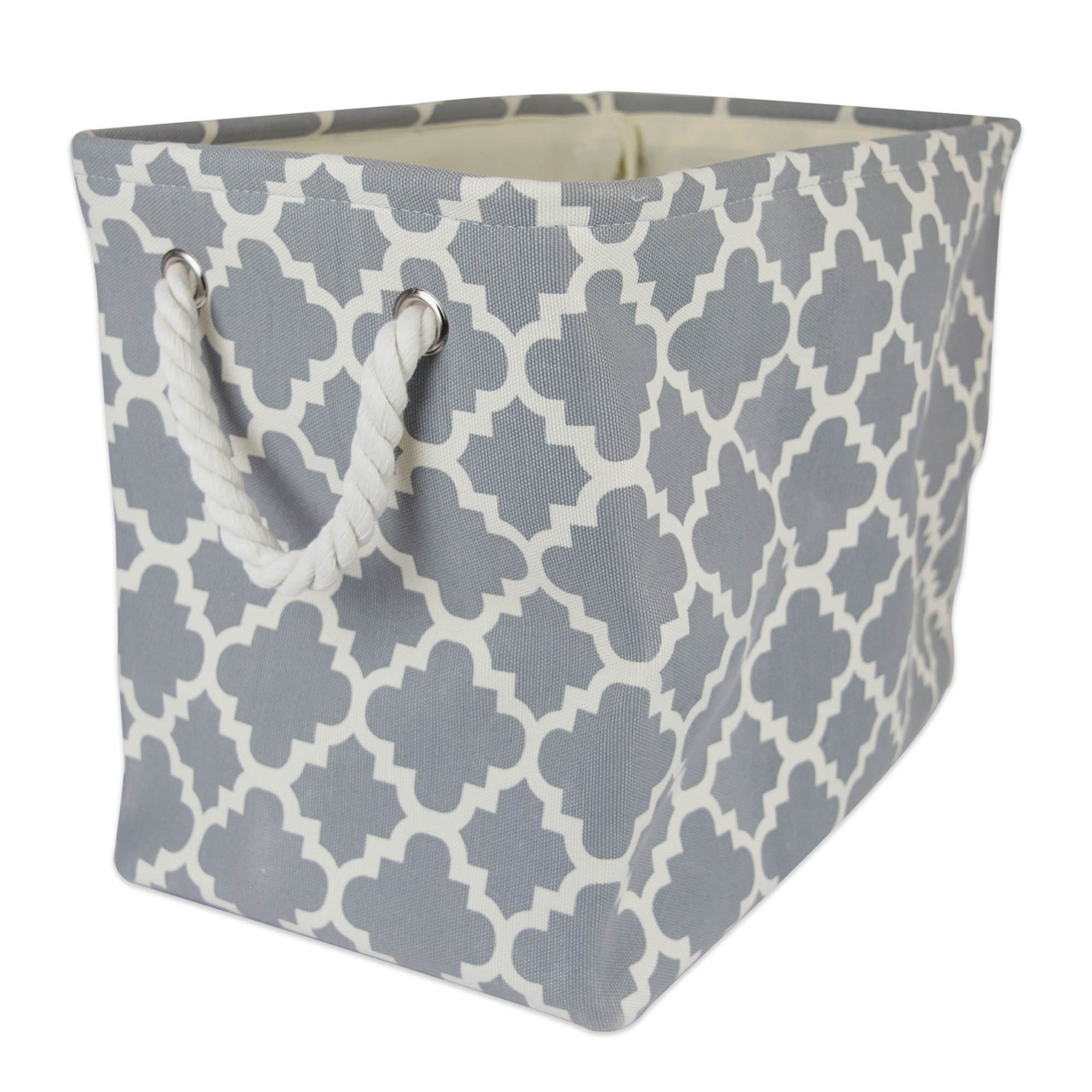 DII Polyester Container with Handles, Lattice Storage Bin, Large, Gray ...