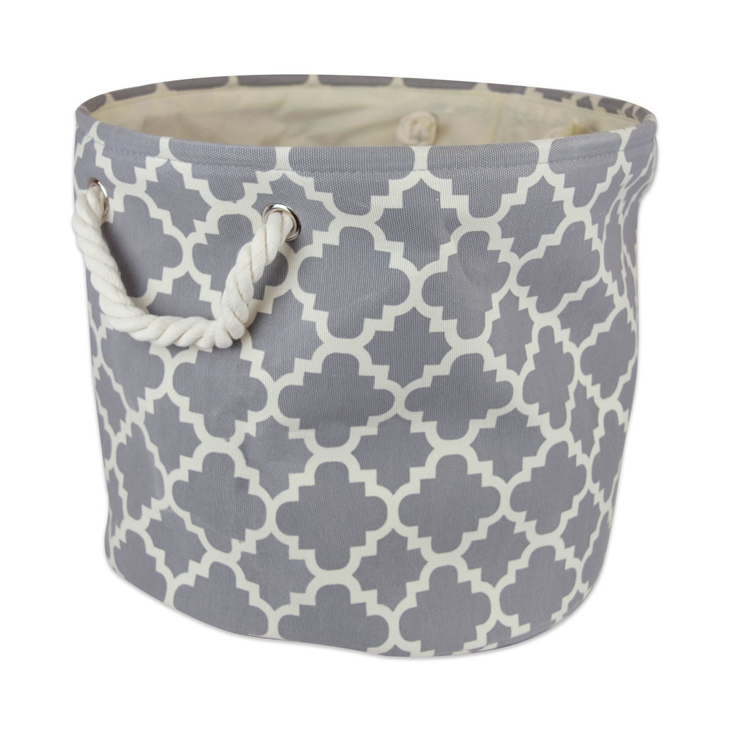 DII Round Modern Polyester Lattice Large Storage Bin in Gray - Walmart.com