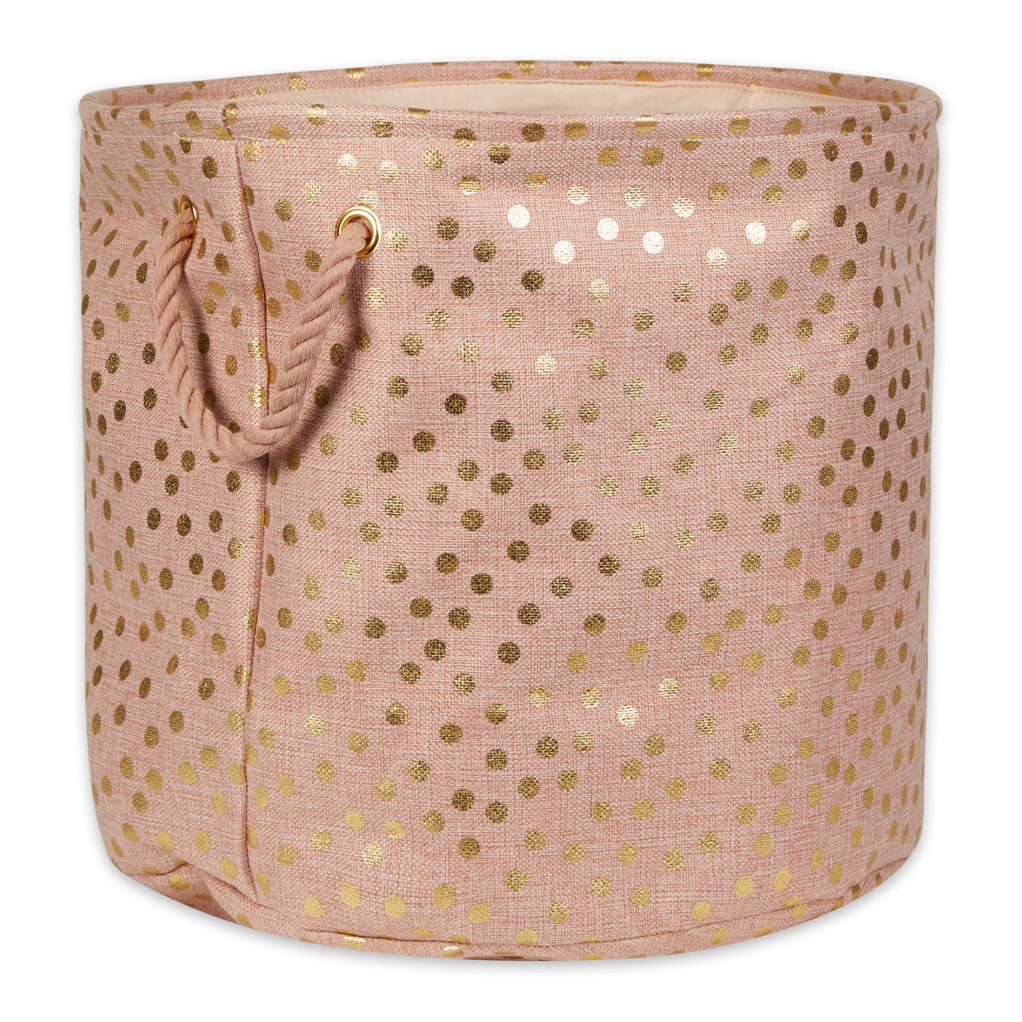 DII Polyester Storage Bin, Gold Metallic with Handles, Large Round ...