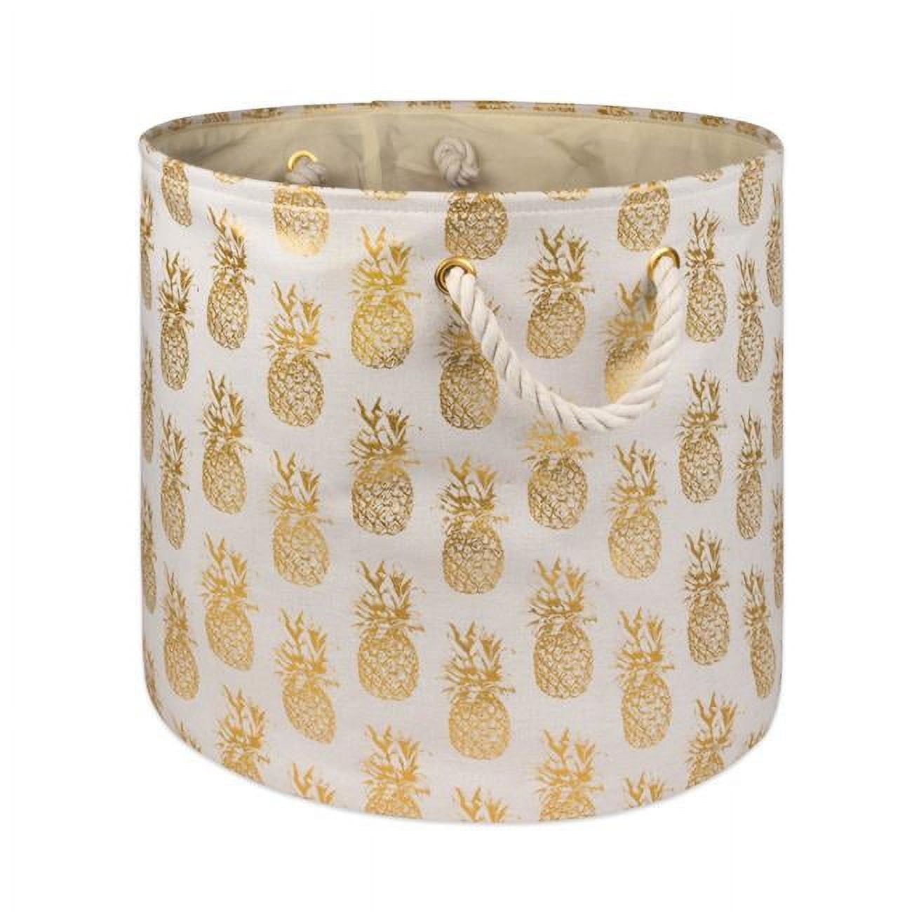 DII Polyester Storage Bin, Gold Metallic with Handles, Large Round ...