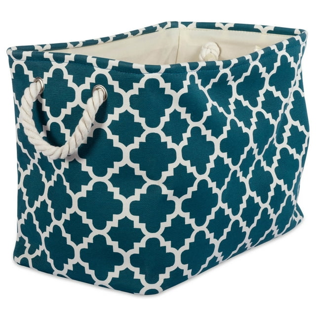 DII Rectangle Modern Polyester Lattice Large Storage Bin in Teal Blue ...