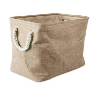 Design Imports Burlap Bin Border Gray Rectangle Medium, 16"x10"x12 ...
