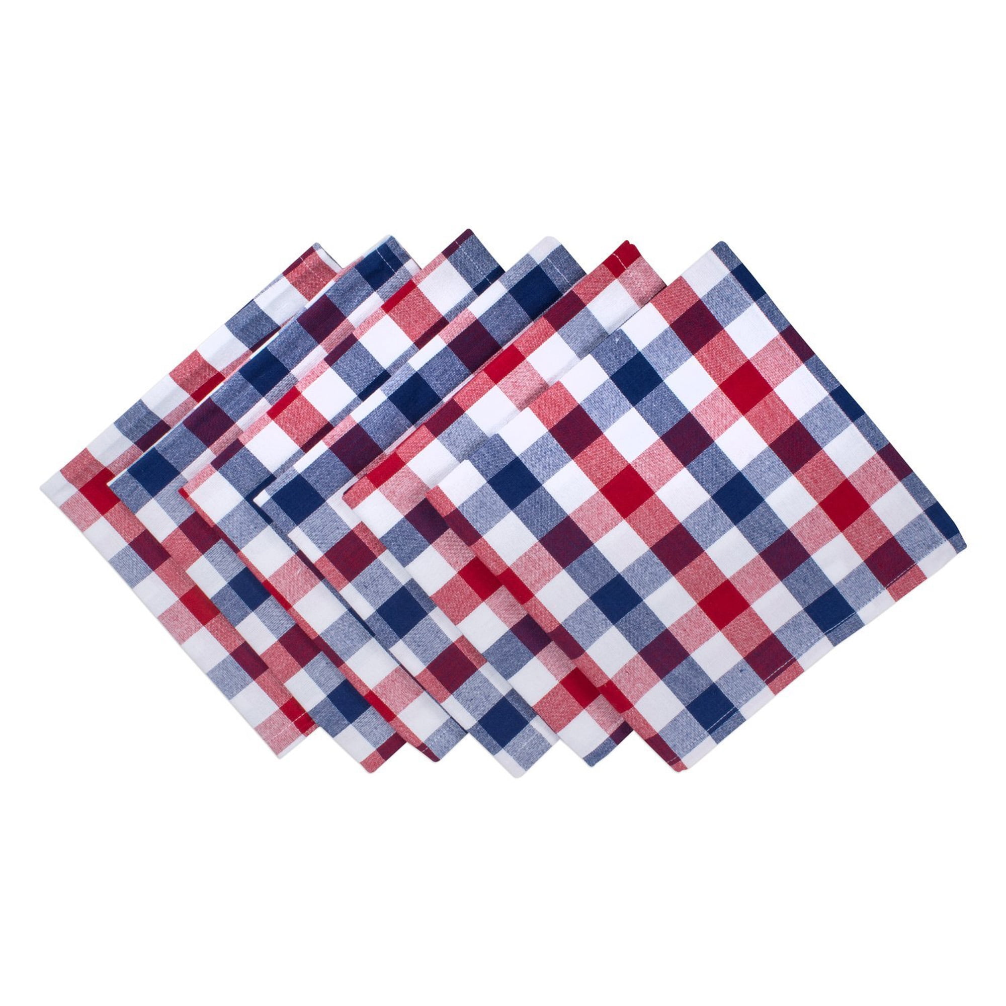 DII Red & Blue Check Napkin (Set of 6), 20x20", 100% Cotton - Walmart.com