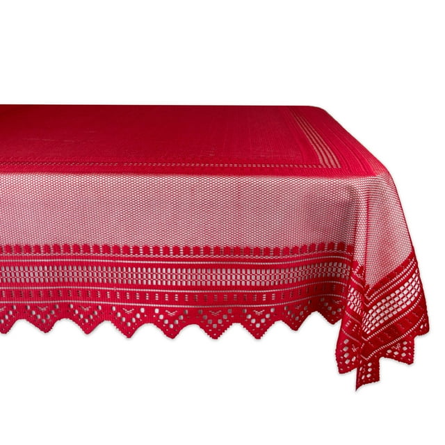 DII Red Nordic Lace Tablecloth, 52"x90", 100% Cotton - Walmart.com