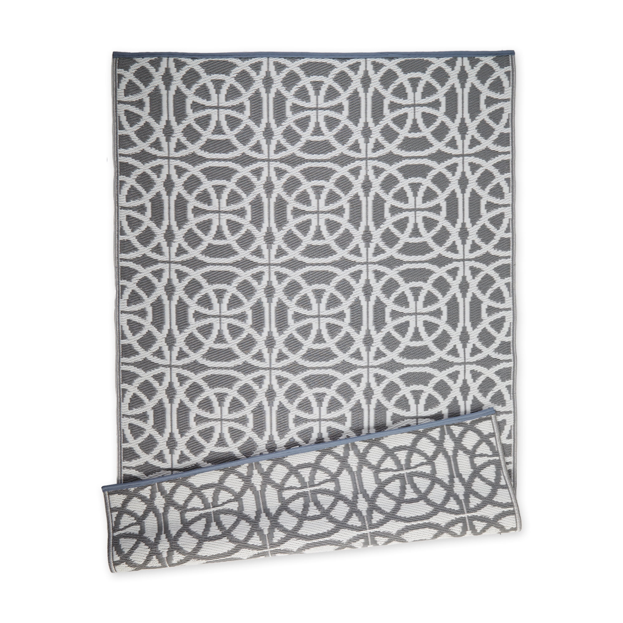DII Reversible Indoor/Outdoor Infinity Circle Woven Rug,4 x 6', Gray ...