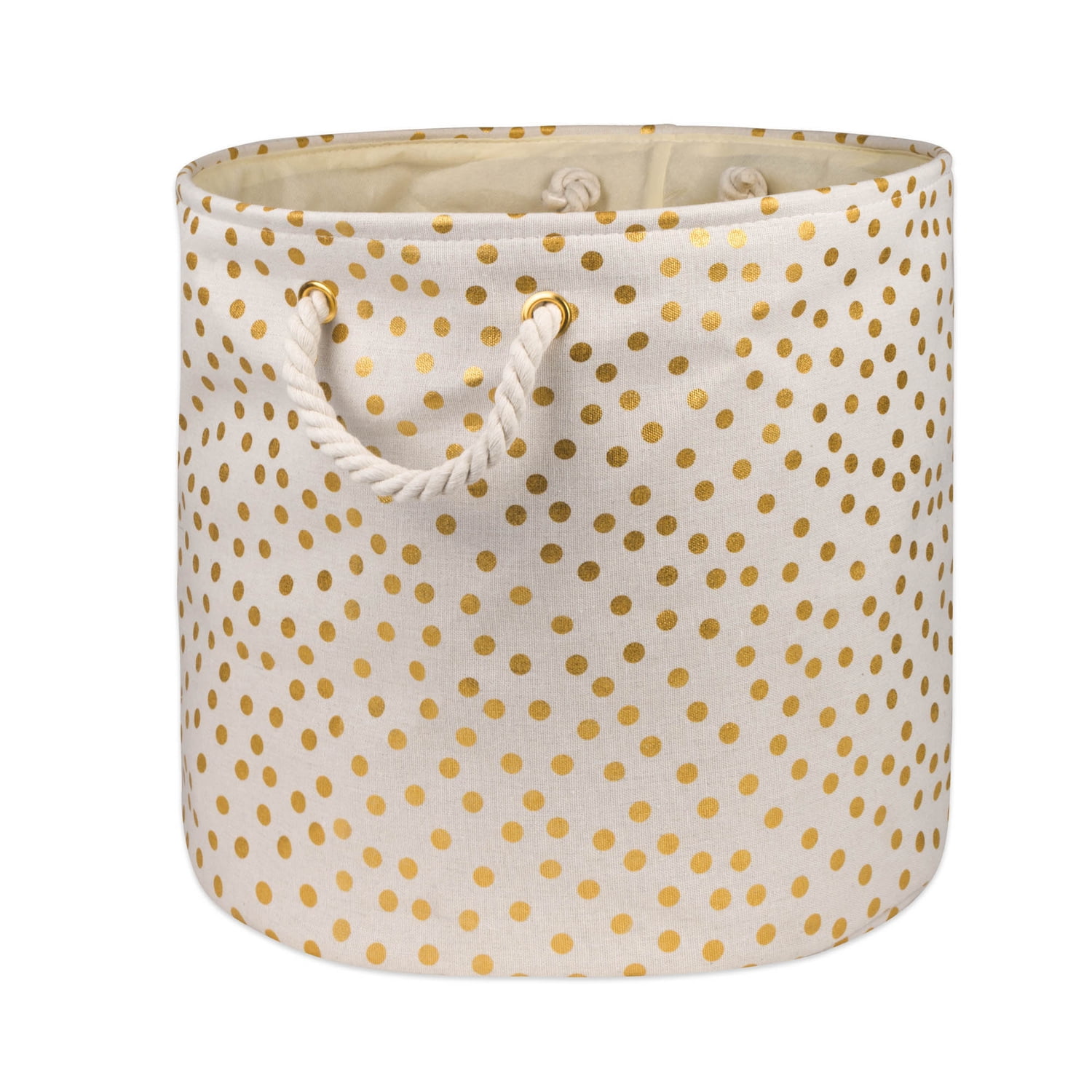 DII Polyester Storage Bin, Gold Metallic with Handles, Large Round ...