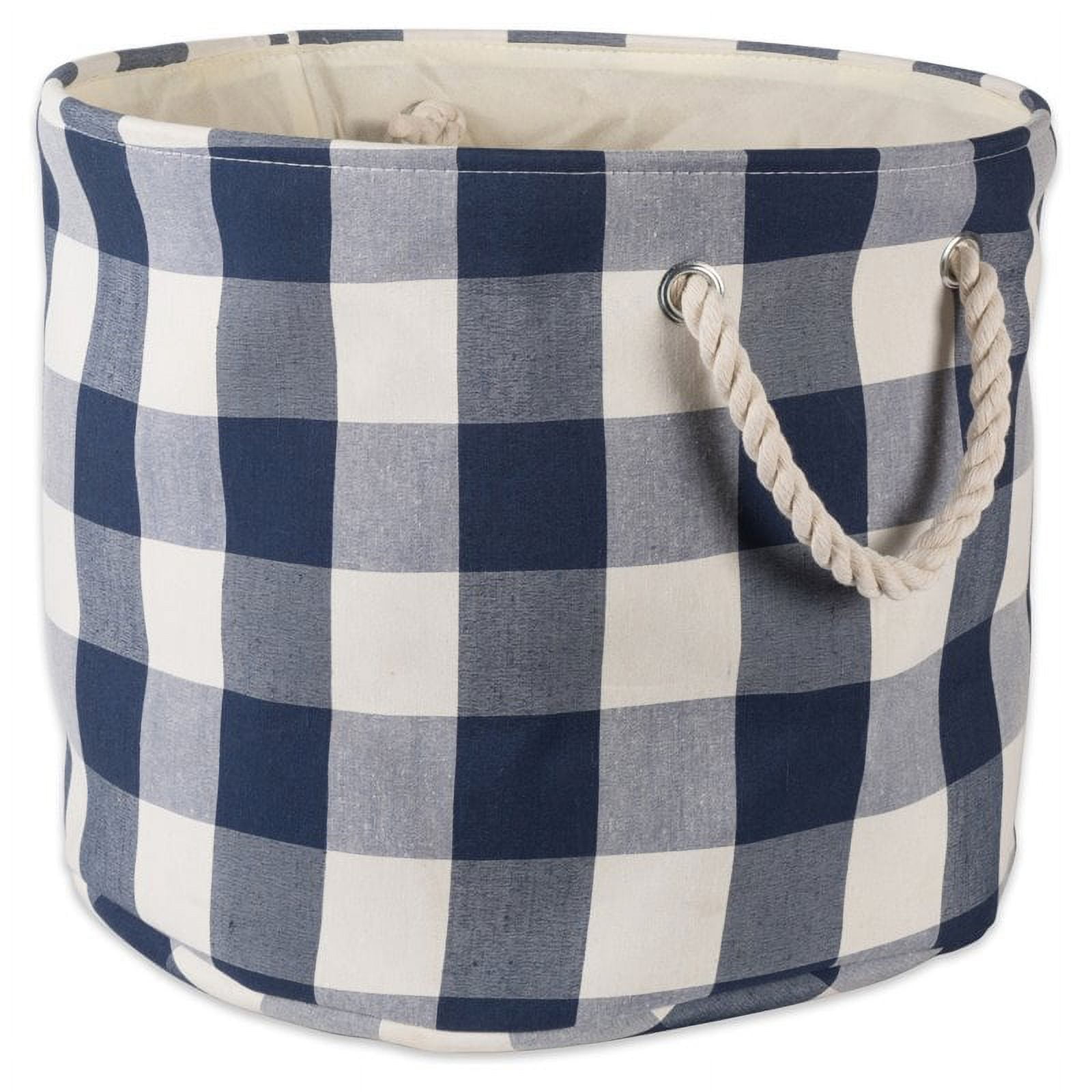 DII Round Buffalo Check Decorative Bin, Medium, 100% Polyester ...