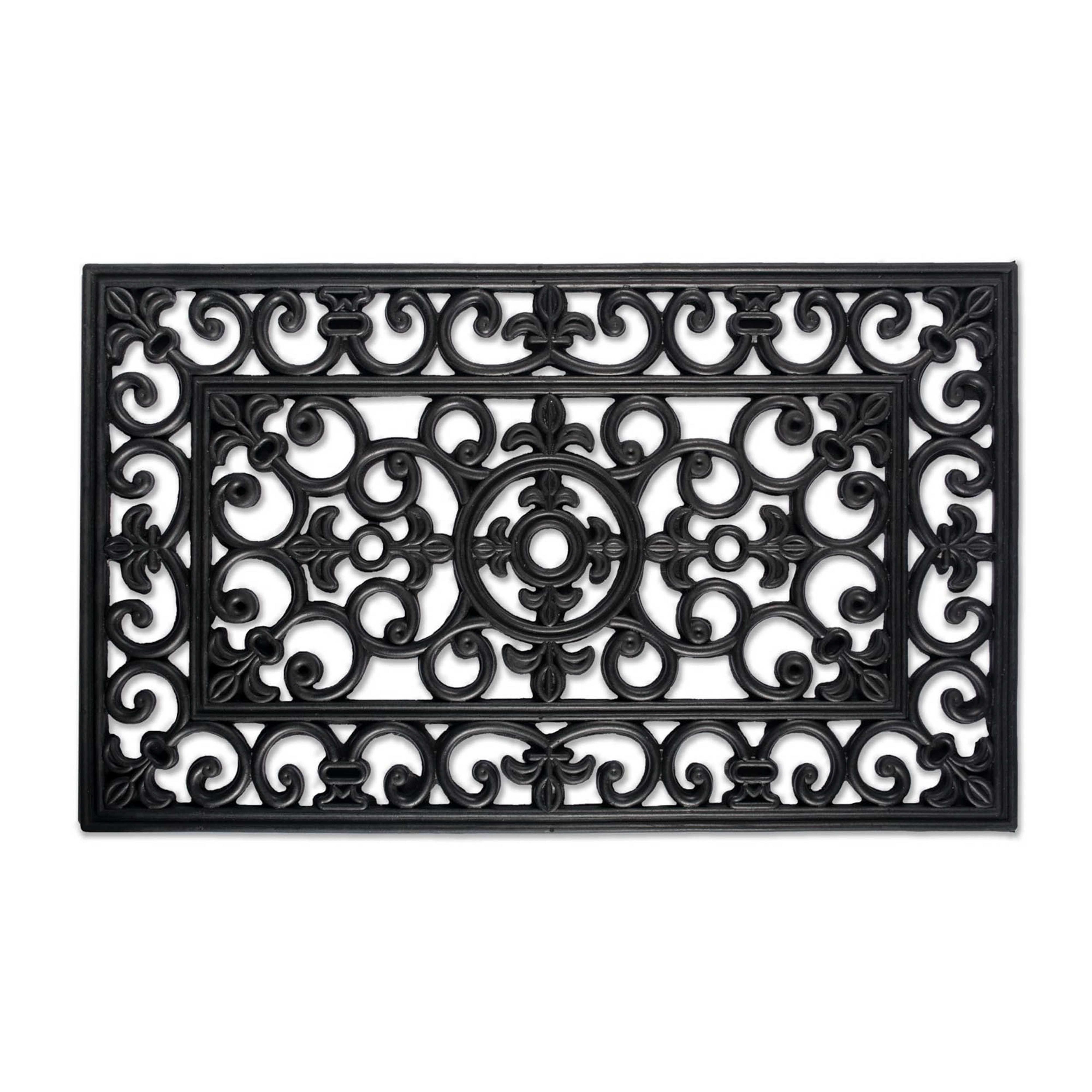 "DII Recycled Rubber Doormat, All Weather, 18x30"", Scroll Design ...