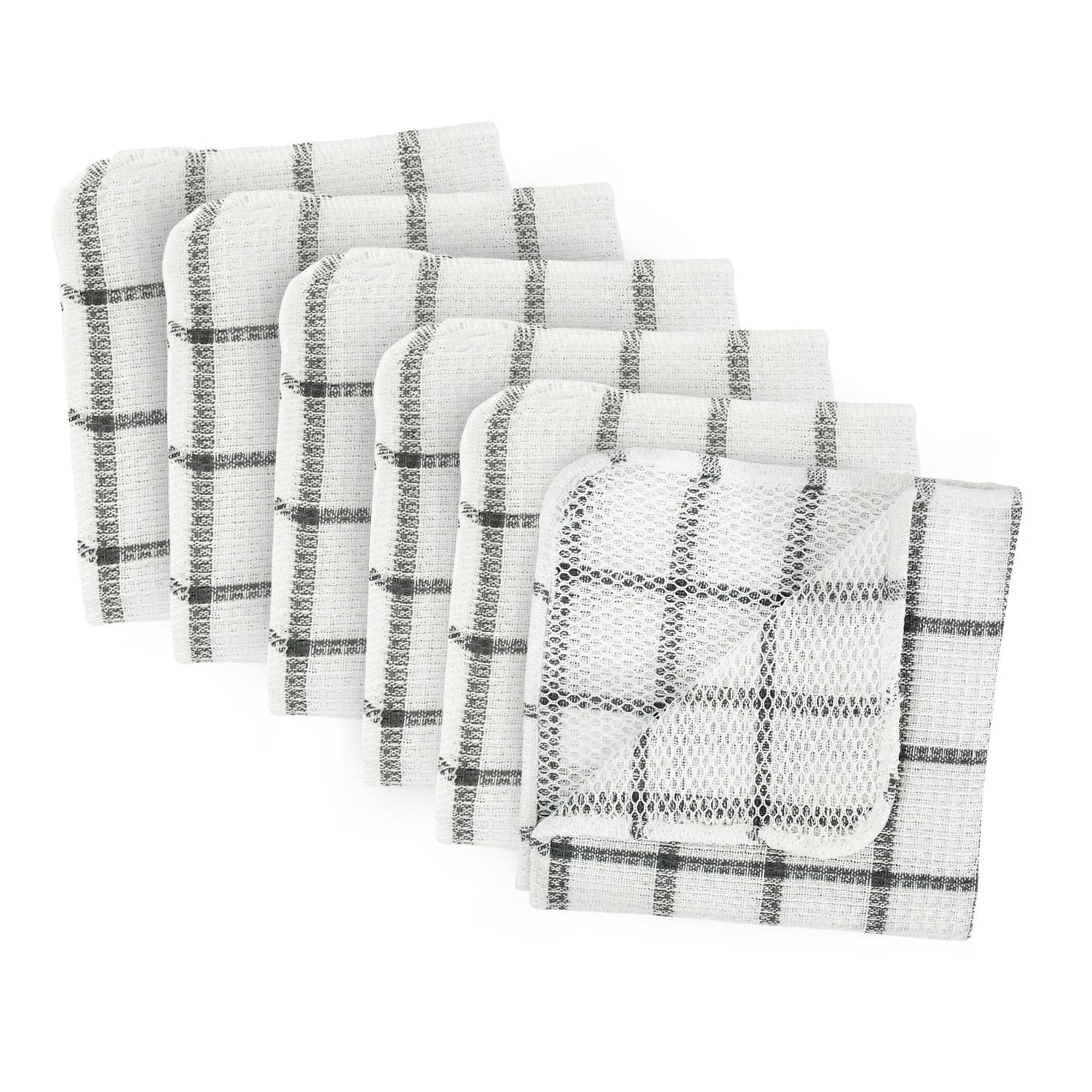 DII Scrubber Dish Cloths Collection Windowpane, 12x12, Gray 6 Count ...