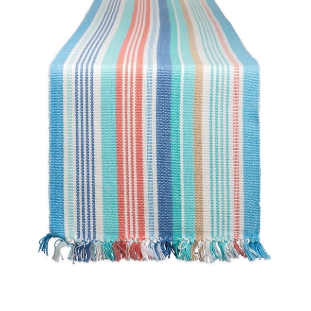 DII Seashore Stripe Fringe Table Runner, Beachy Blues, 13x72" - Walmart ...