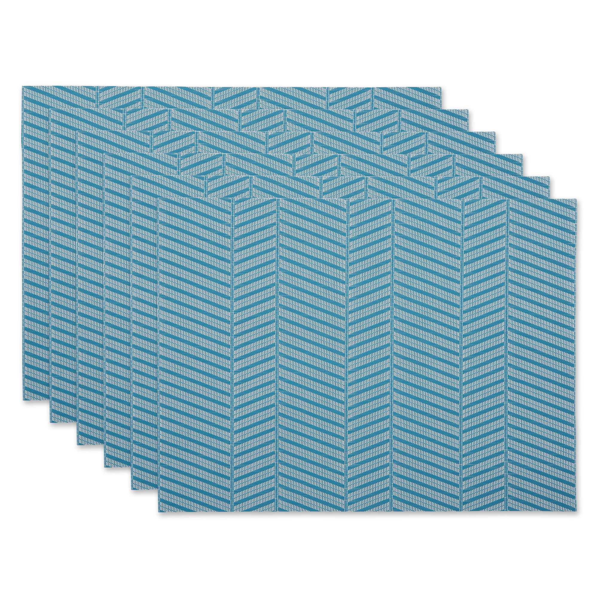 DII Storm Blue Textured Twill Weave Fabric Placemat 6 Piece 13x19 ...