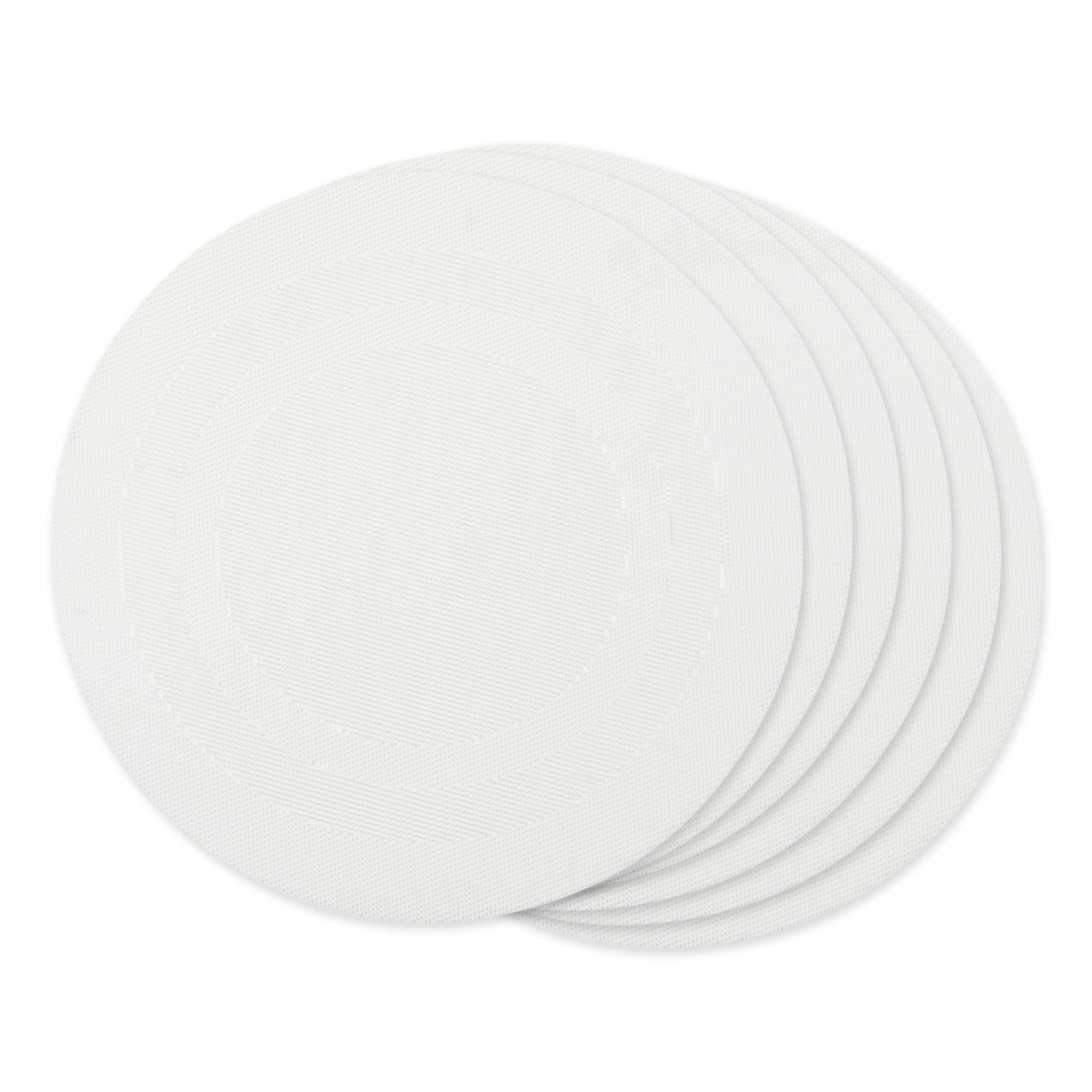 DII White Round Vinyl Plastic Table Placemats, Doubleframe Design, 6 ...