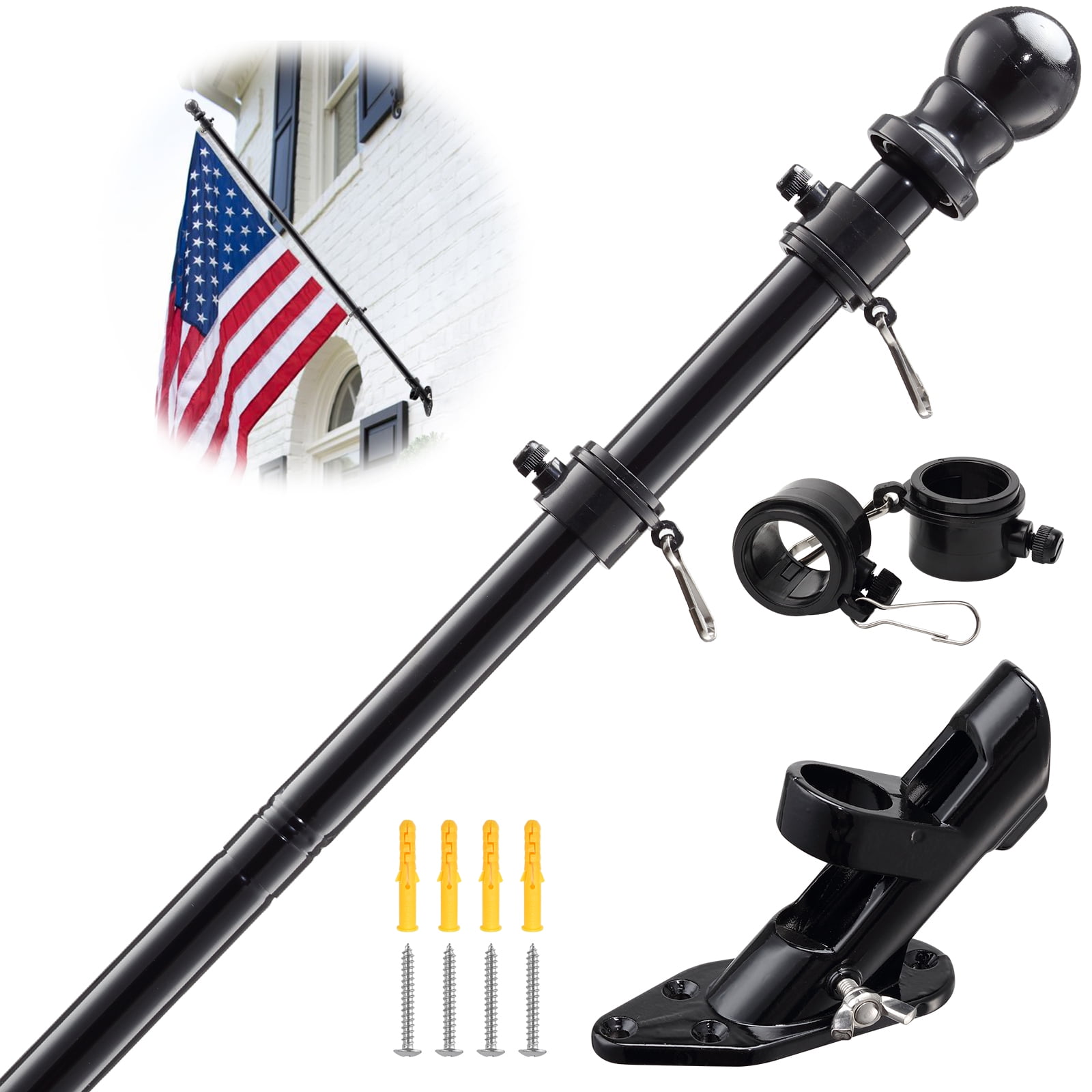 DIIG 6FT Flag Pole Kit For American Flag, Stainless Steel Rustproof ...