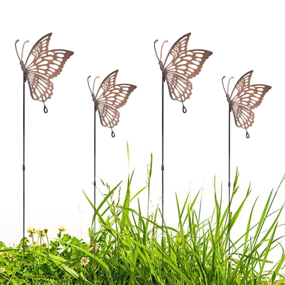 DIINOR Butterfly Garden Stakes Decor Metal Yard Art Butterfly Ornaments ...