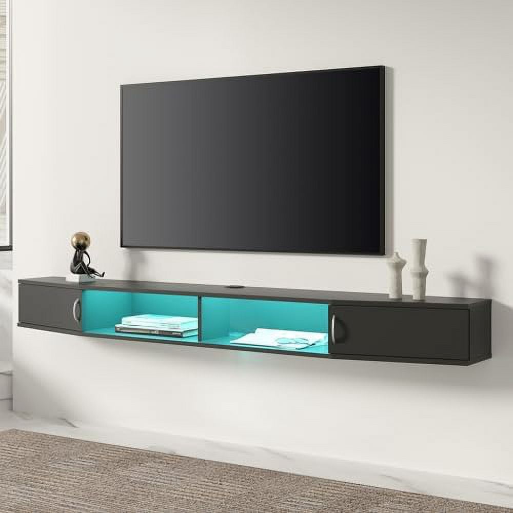 DIKTESSA Floating TV Stand with Charging Station Wall Mounted TV with ...