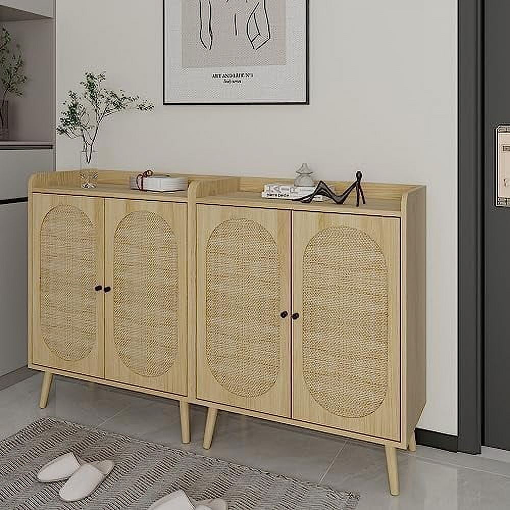 DIKTESSA Rattan Shoe Cabinet 16 Pairs Shoe Cabinet With 2 Rattan Doors ...