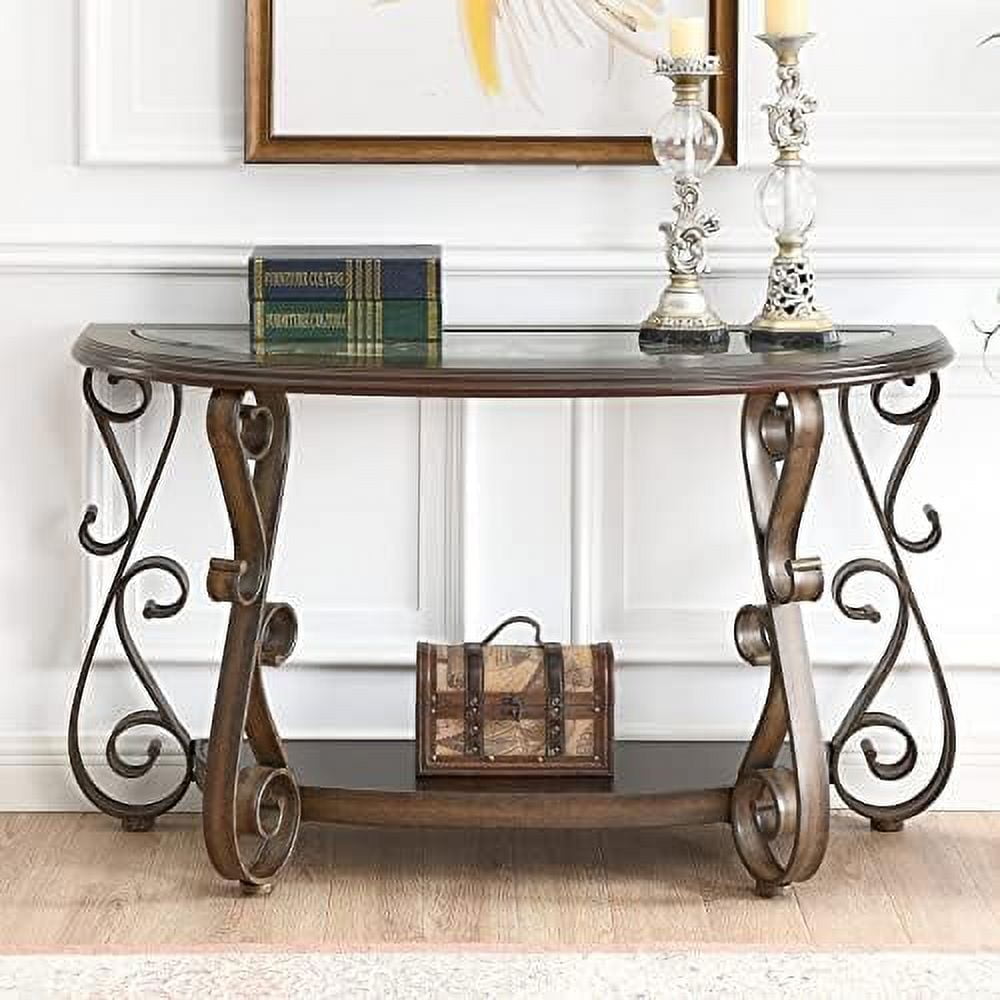 DIKTESSA Traditional Elegant Wood Console Table 3-Tier Sofa Table with ...