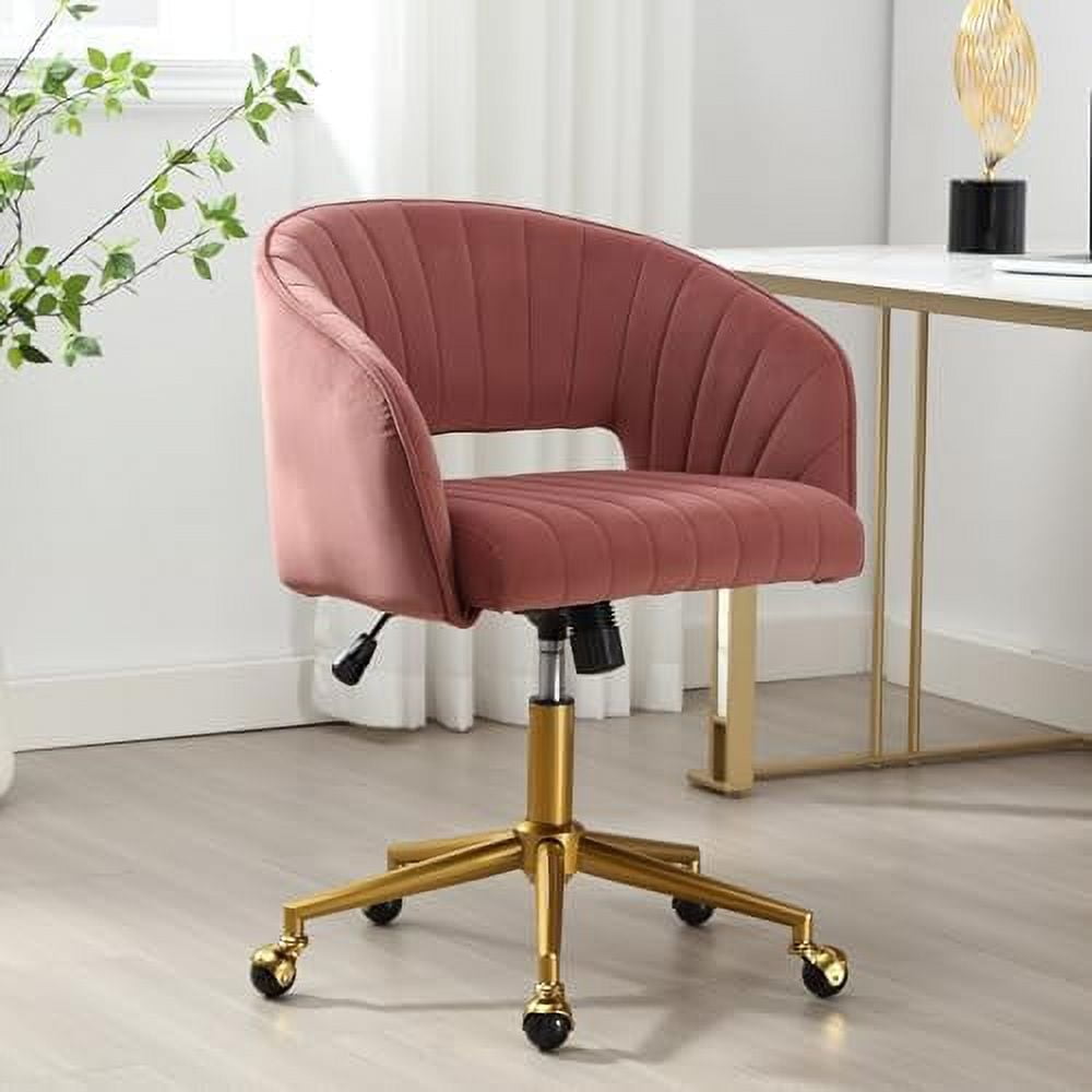 DIKTESSC Desk Chair with Wheels Velvet Home Office Chair Swivel ...