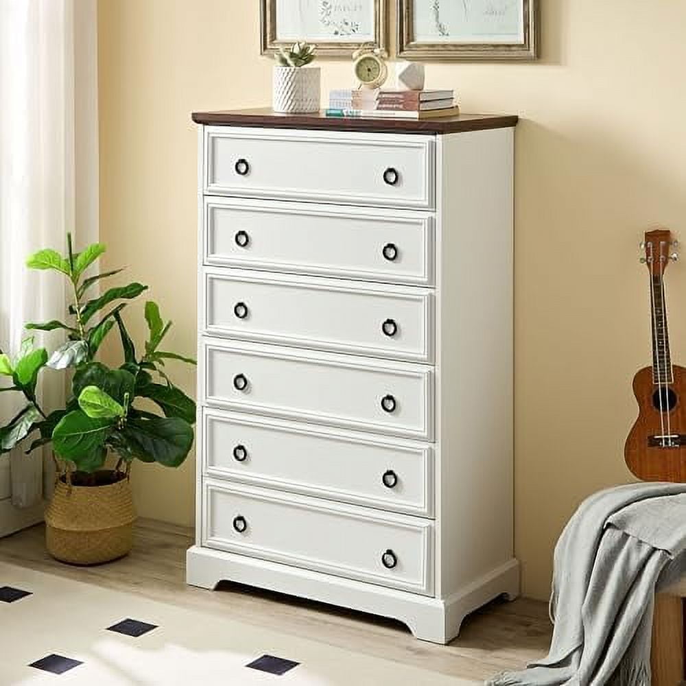 DIKTESSCW Modern Farmhouse 6 Drawer Dresser Chests Dressers for Bedroom ...
